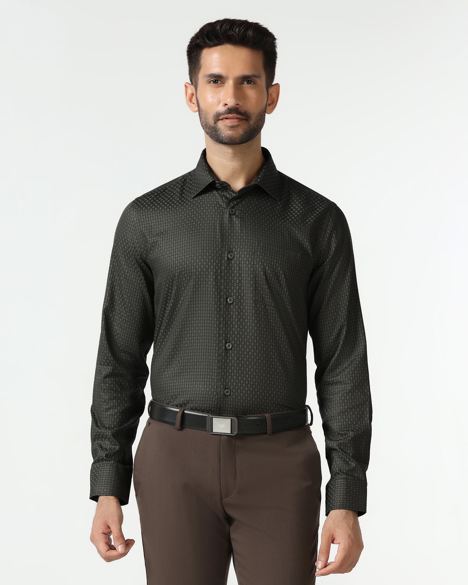 Buy Olive Textured Shirt From Roster Collection Online