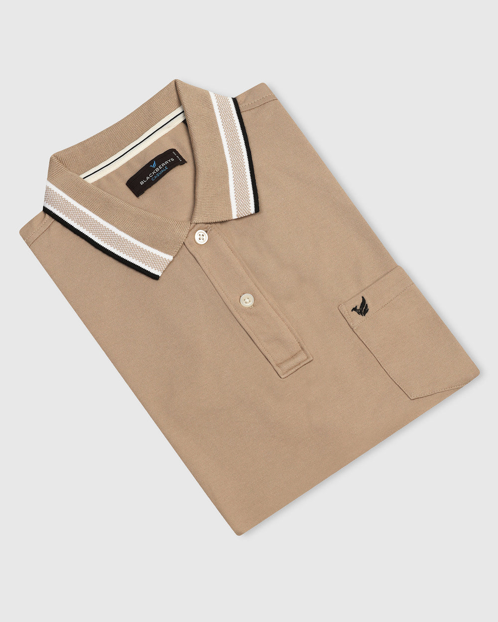 Buy Taurus Beige Solid Polo T-Shirt With Pocket Online