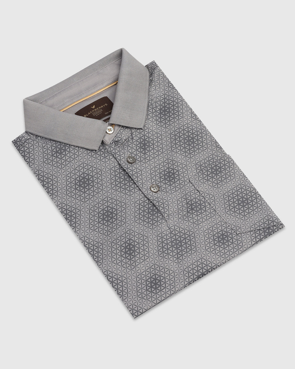 Buy Hex Grey Printed Polo T-Shirt With Pocket Online