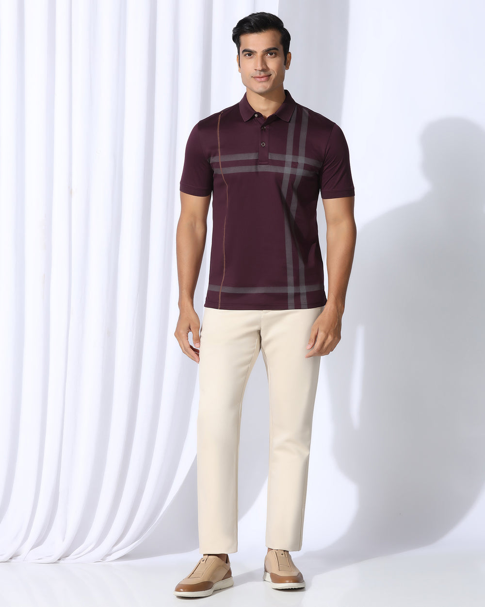 Buy Saddy Wine Printed Polo T-Shirt Online India