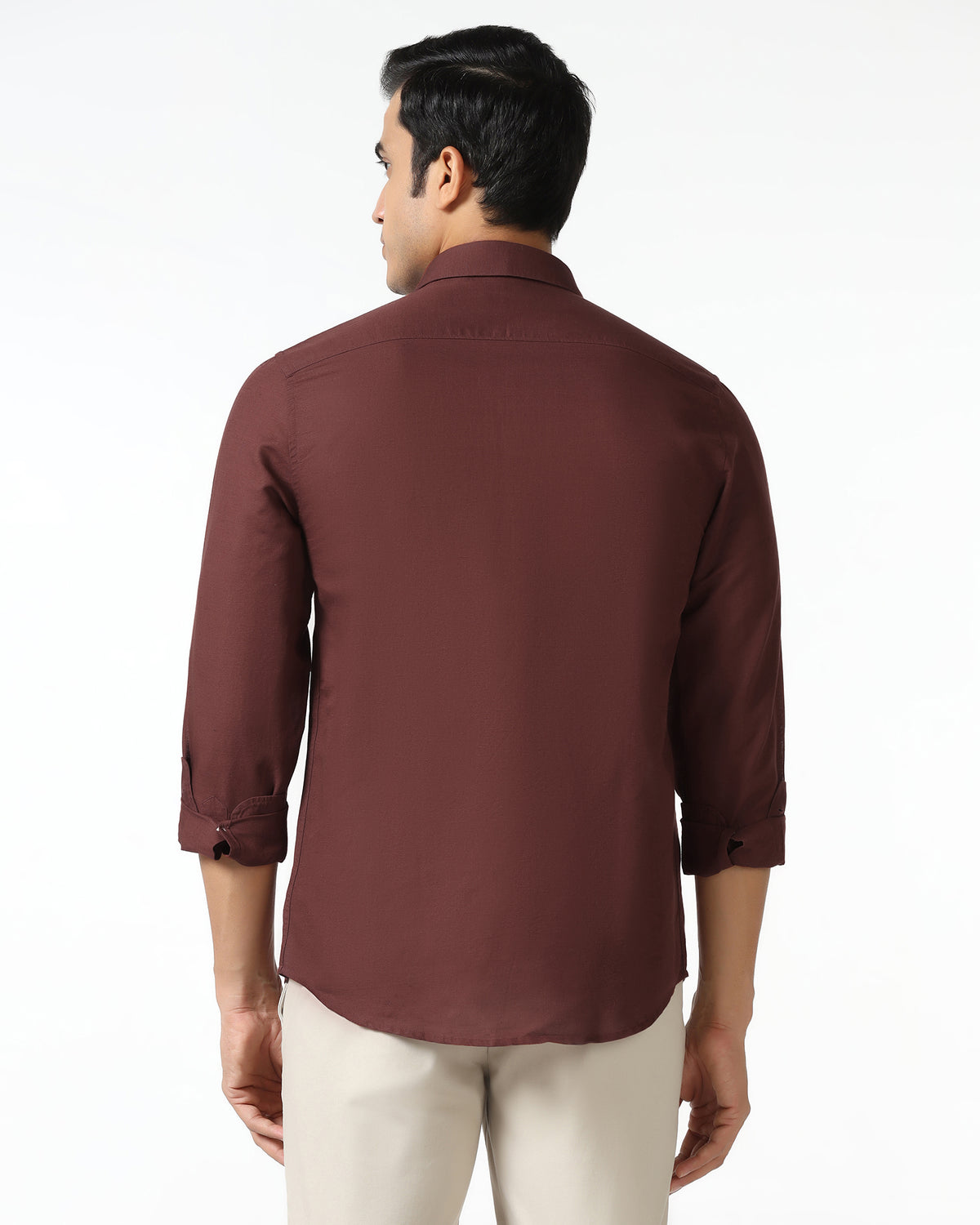 Buy Rust Linen Solid Shirt From Salmon Collection Online