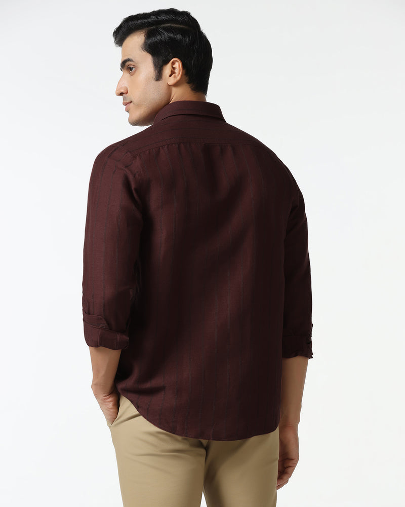 Buy Rust Linen Stripe Shirt From Raydon Collection Online