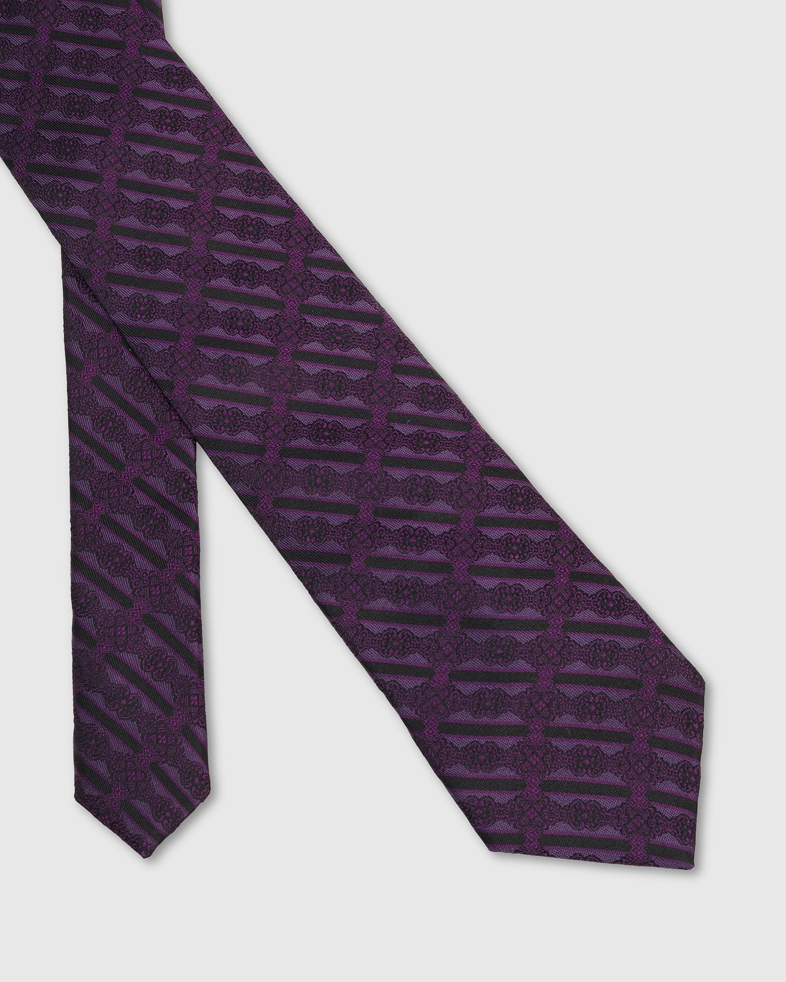 Silk Dark Purple Printed Tie - Dark