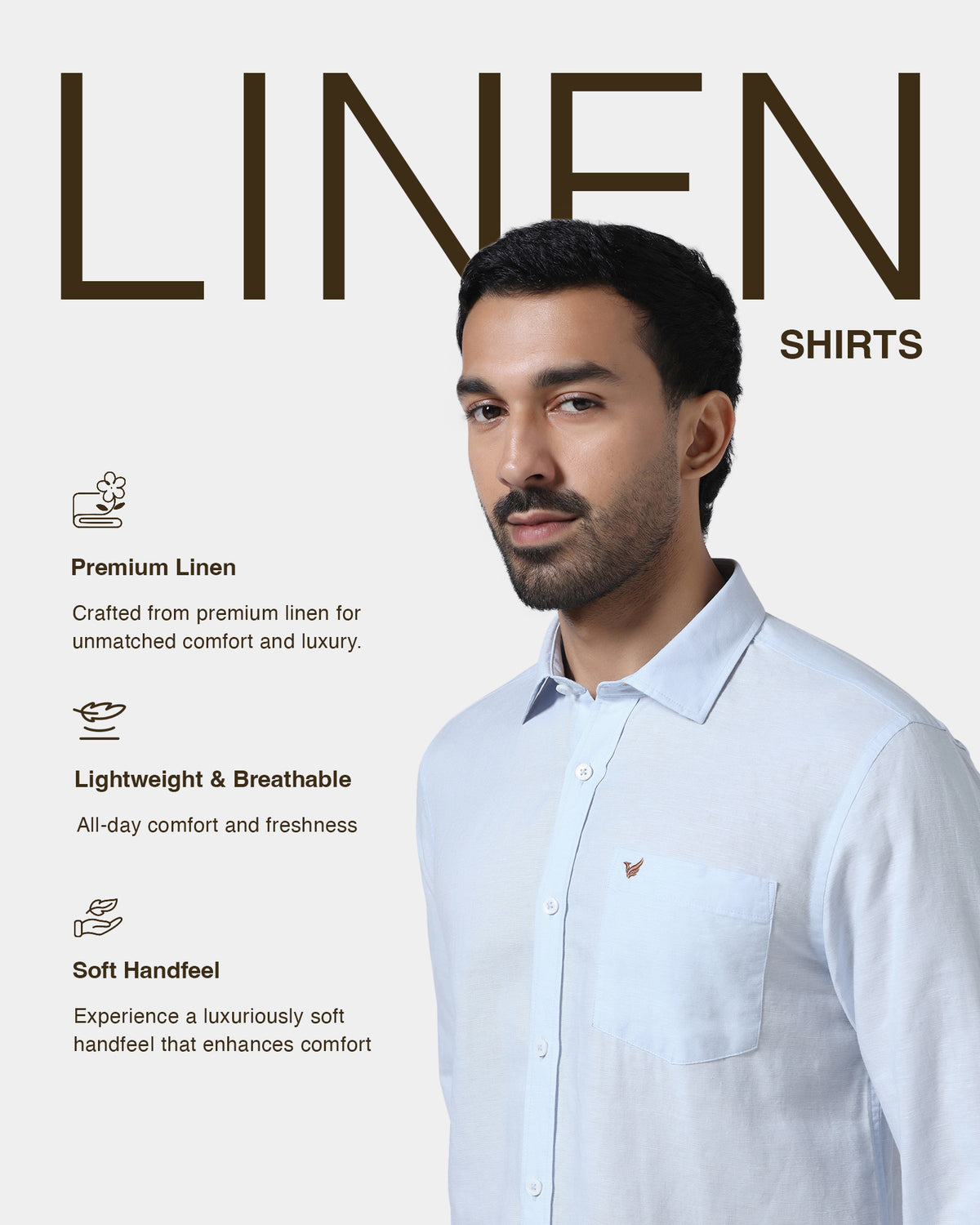Buy Sky Blue Linen Solid Shirt From Cleo Collection