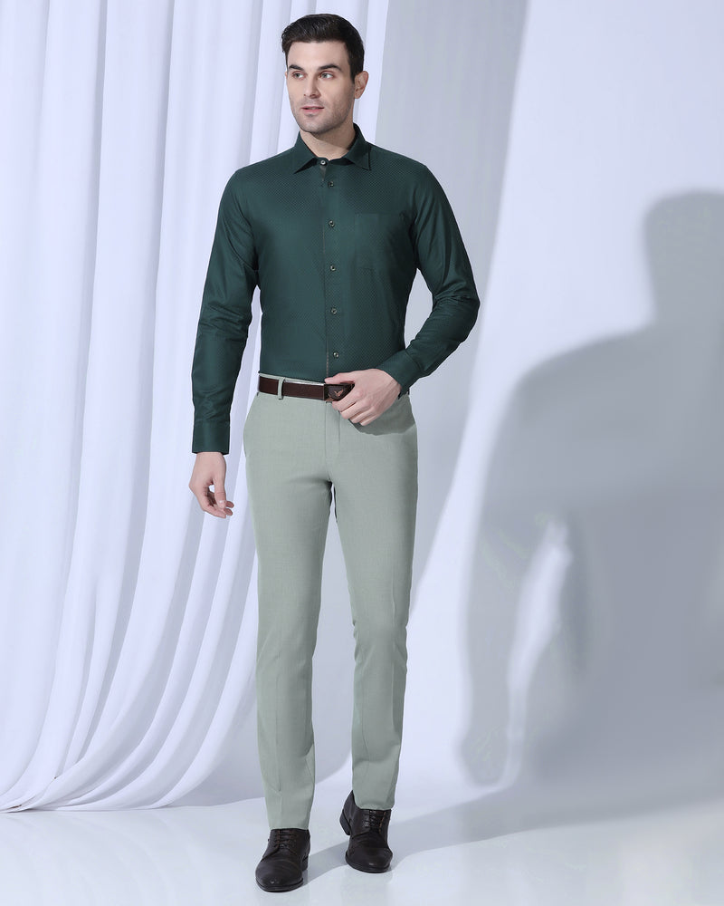 Buy Slim Fit B-91 Formal Light Green Solid Trouser Online