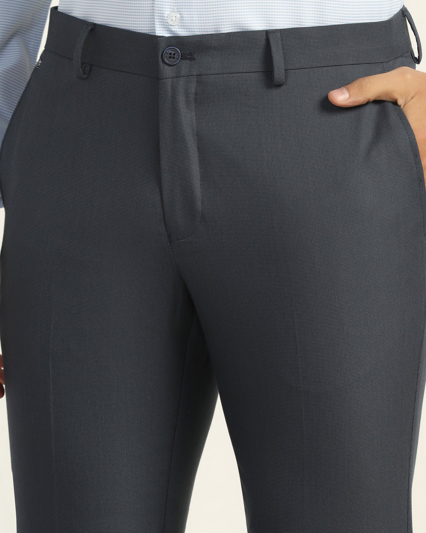 Slim Fit B-91 Formal Navy Textured Trouser - Fendi