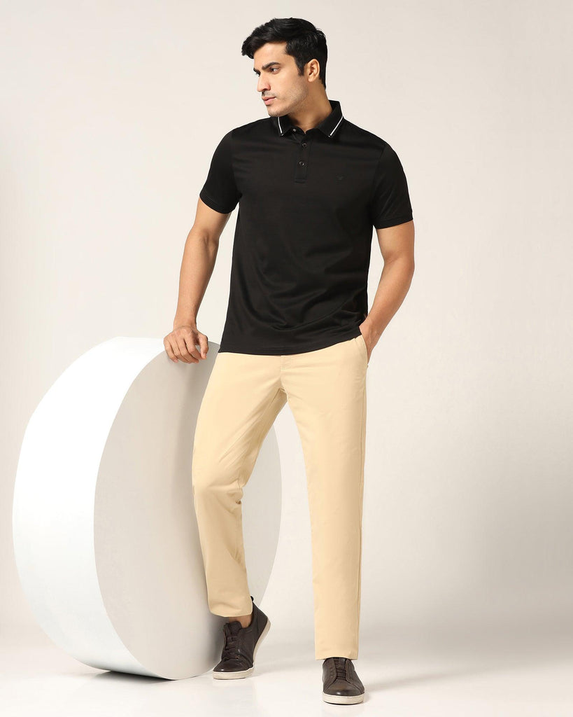 Slim Comfort B-95 Casual Beige Solid Khakis - Mario
