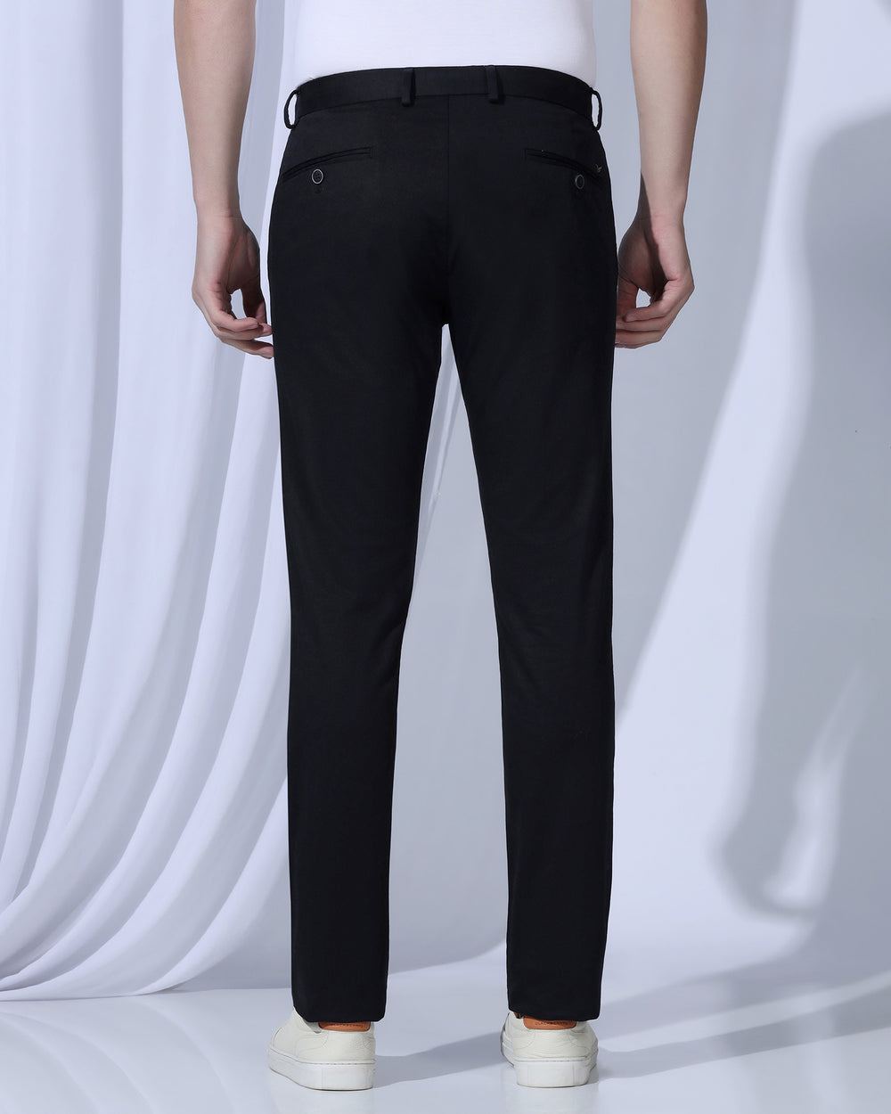 Slim Fit B-91 Casual Black Solid Khakis - martin