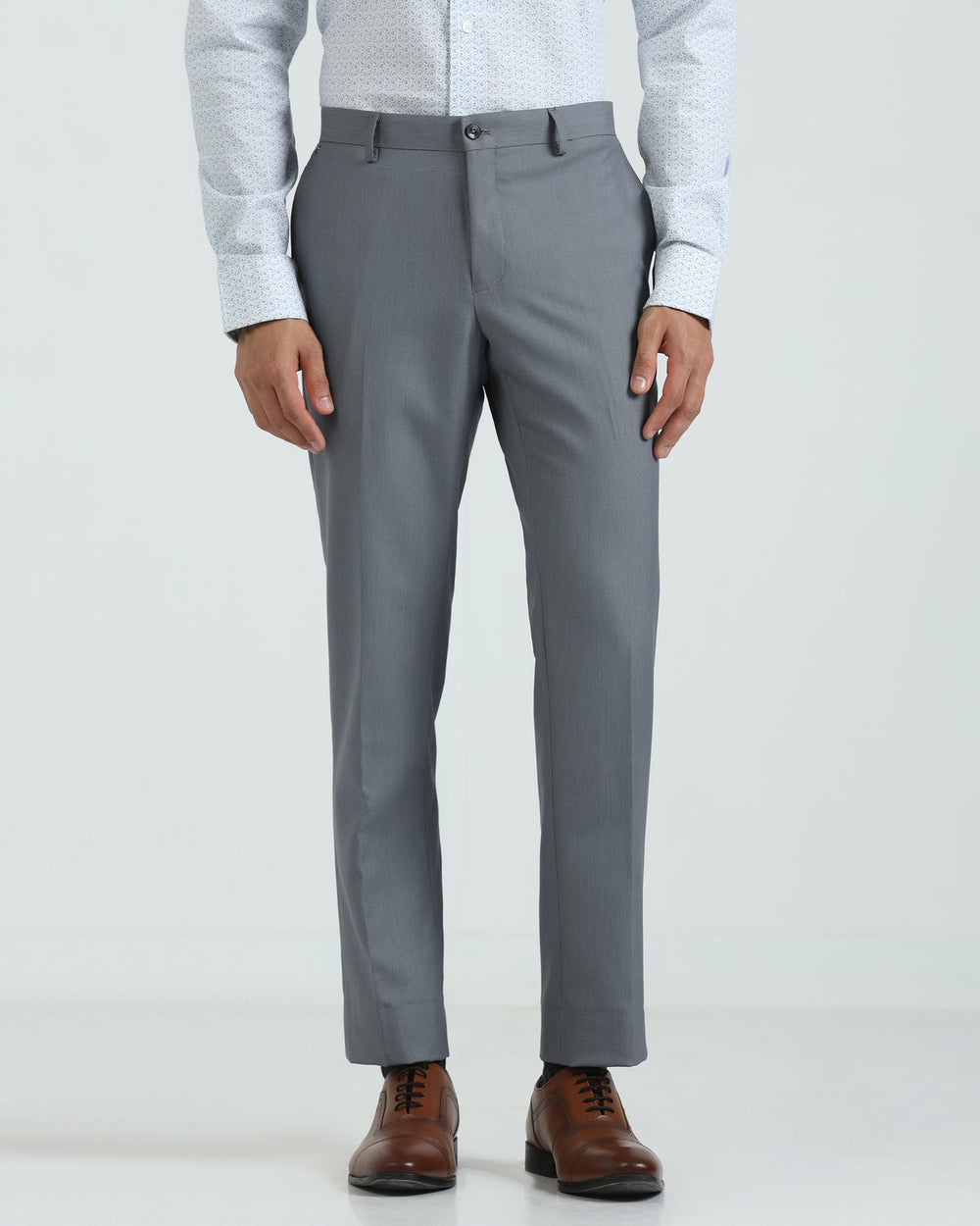 Slim Fit B-91 Formal Grey Textured Trouser - Fendi
