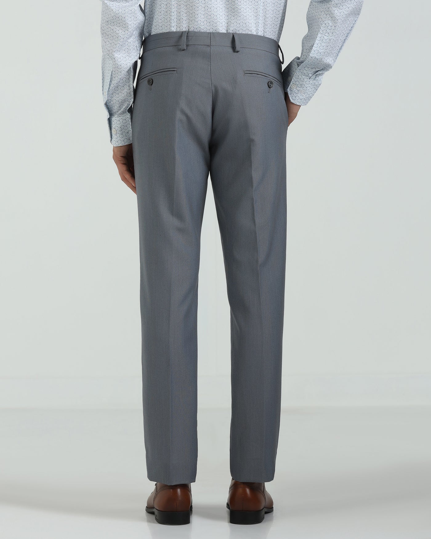 Slim Fit B-91 Formal Grey Textured Trouser - Fendi