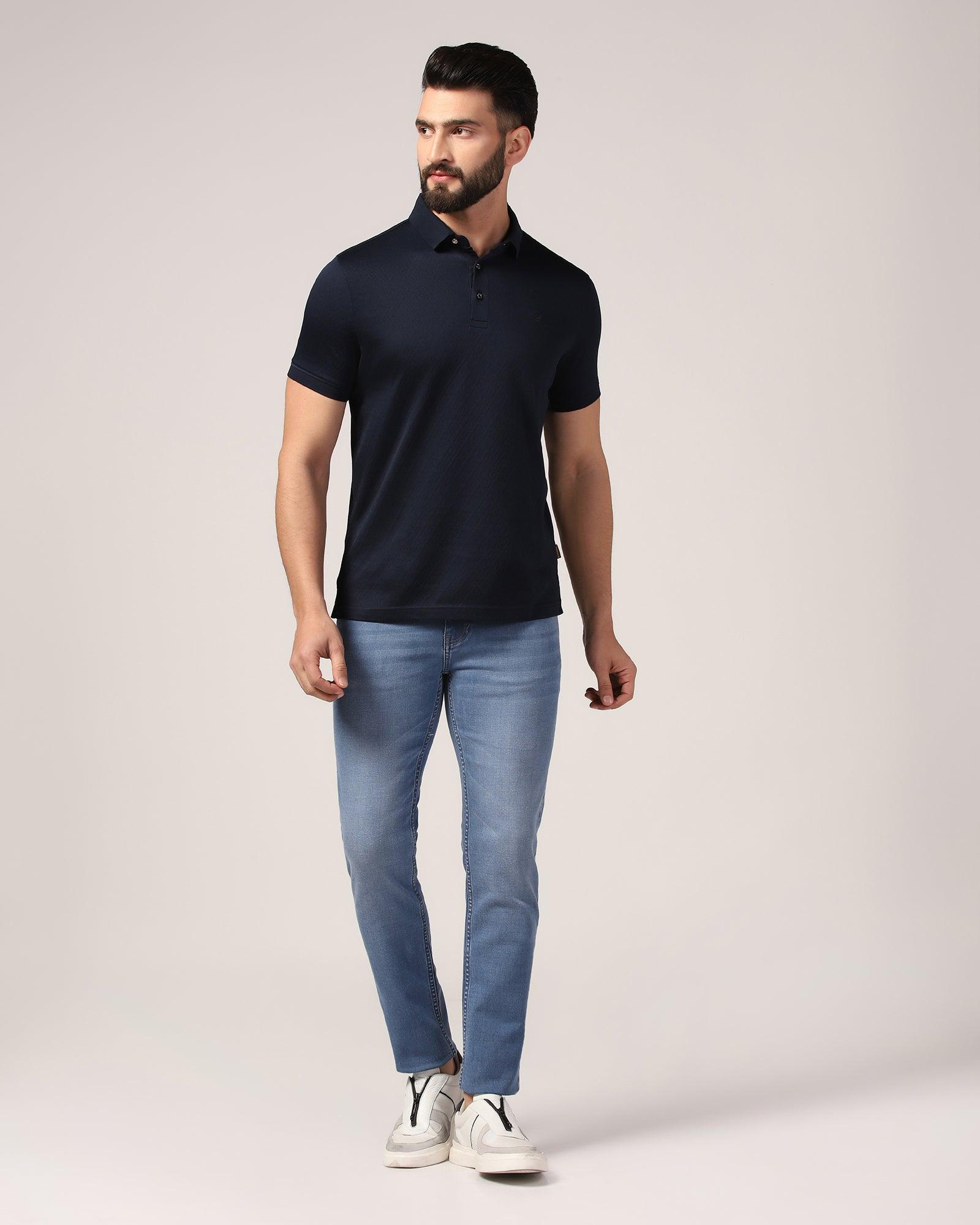 Buy Slim Yonk Fit Indigo Textured Jeans Online