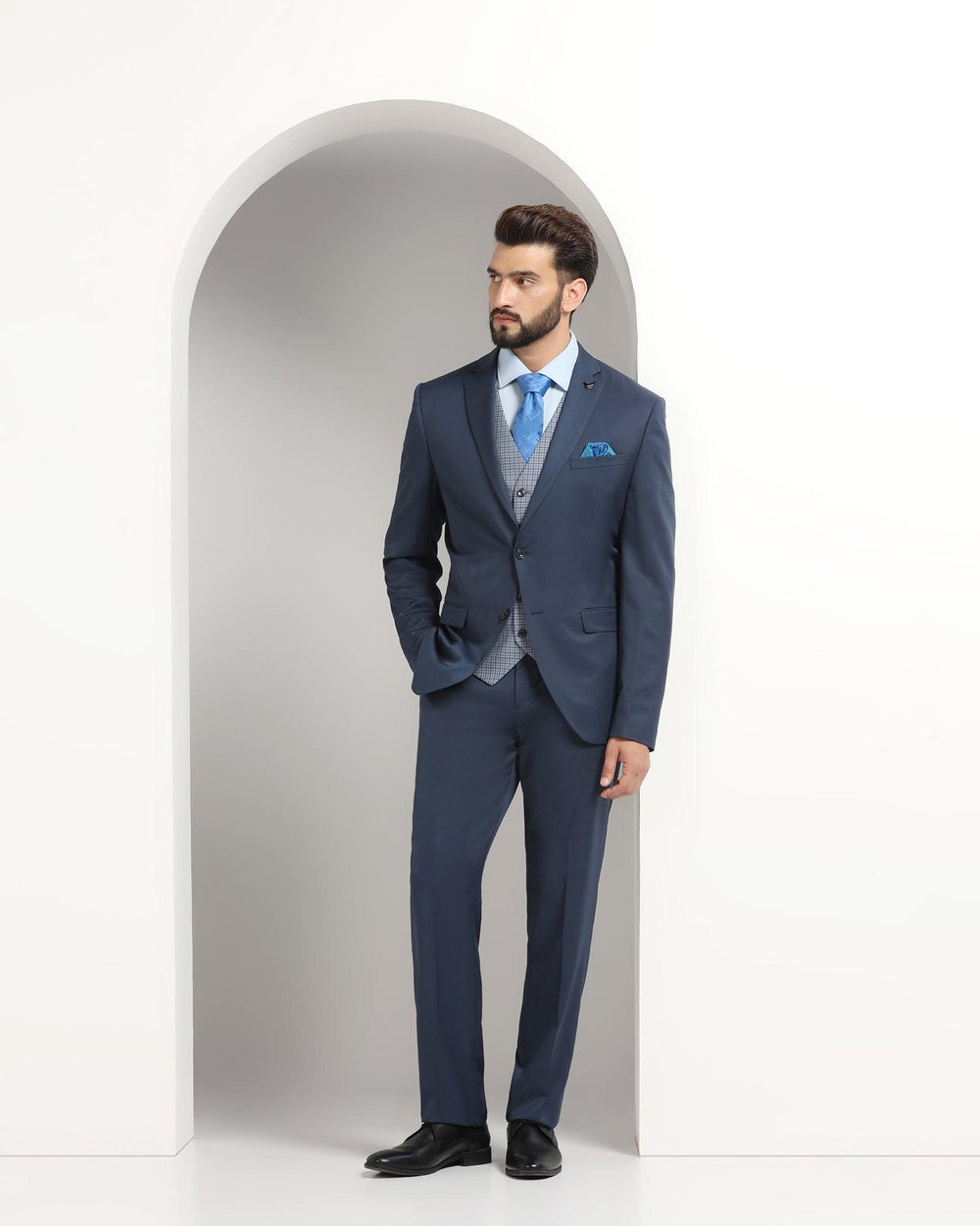 Buy Multitude 6X Teal Solid Formal Suit Online