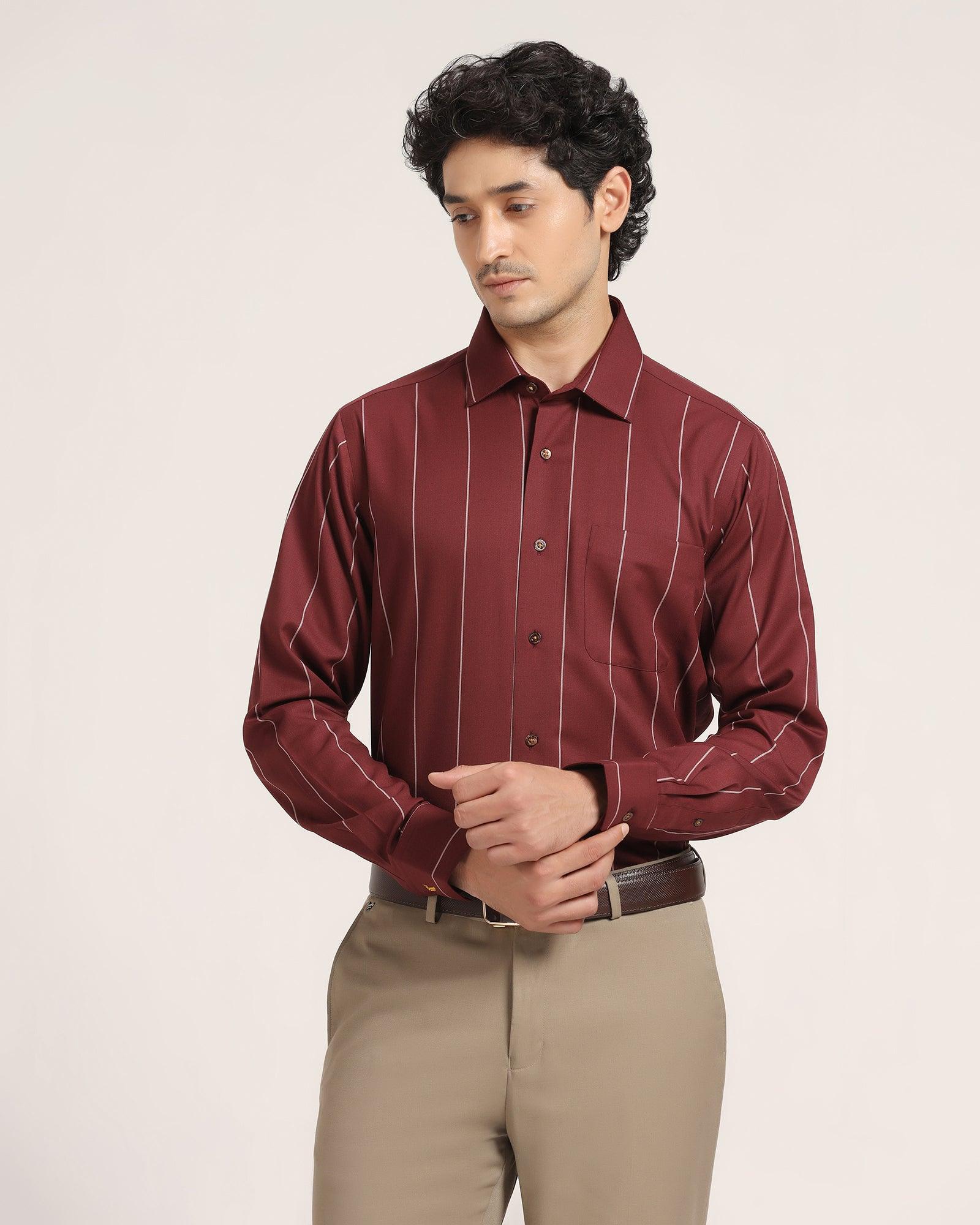 Buy Luxe Formal Red Striped Shirt - Oswald Online
