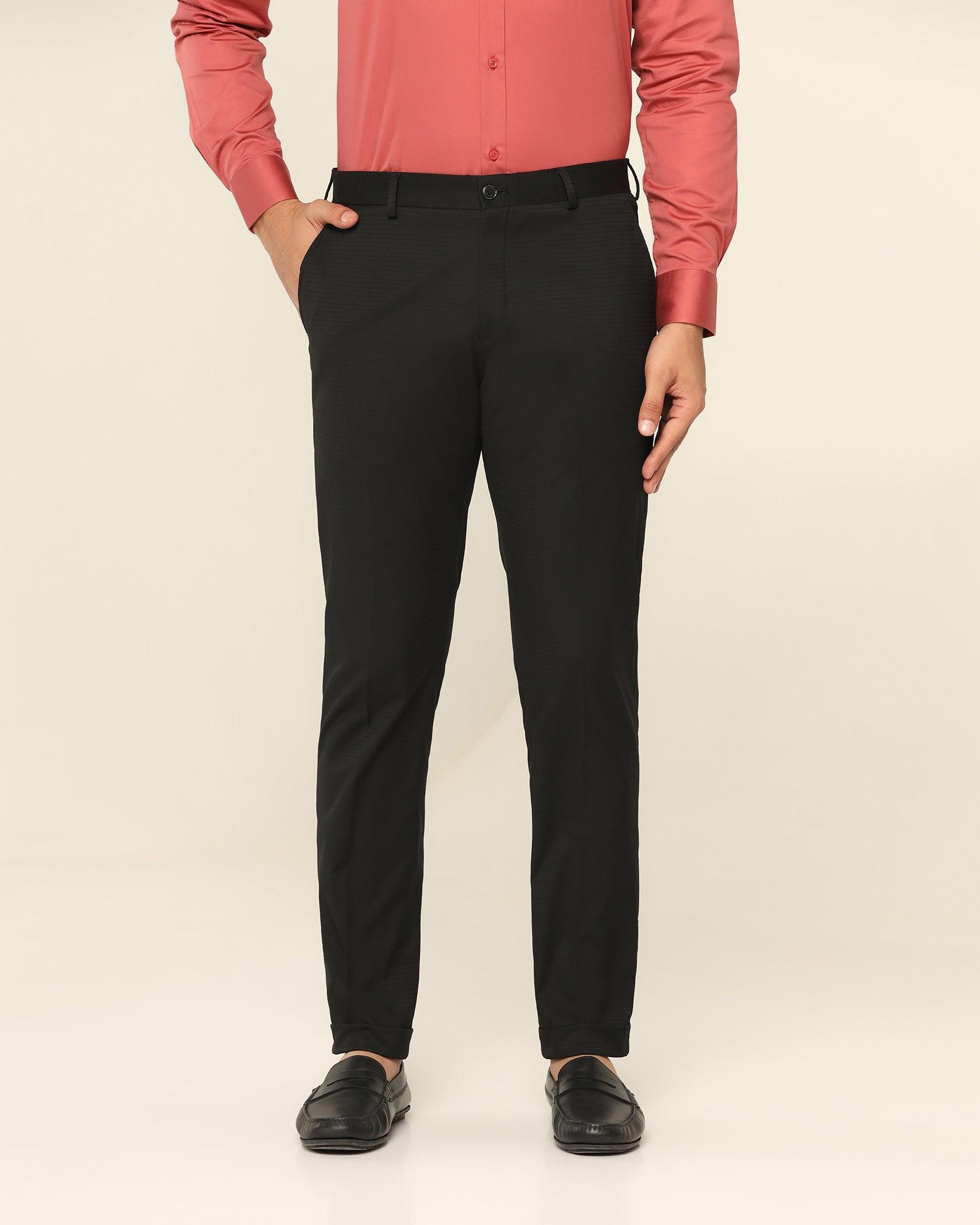 Super Slim Phoenix Black Striped Formal Trouser - Blackberrys