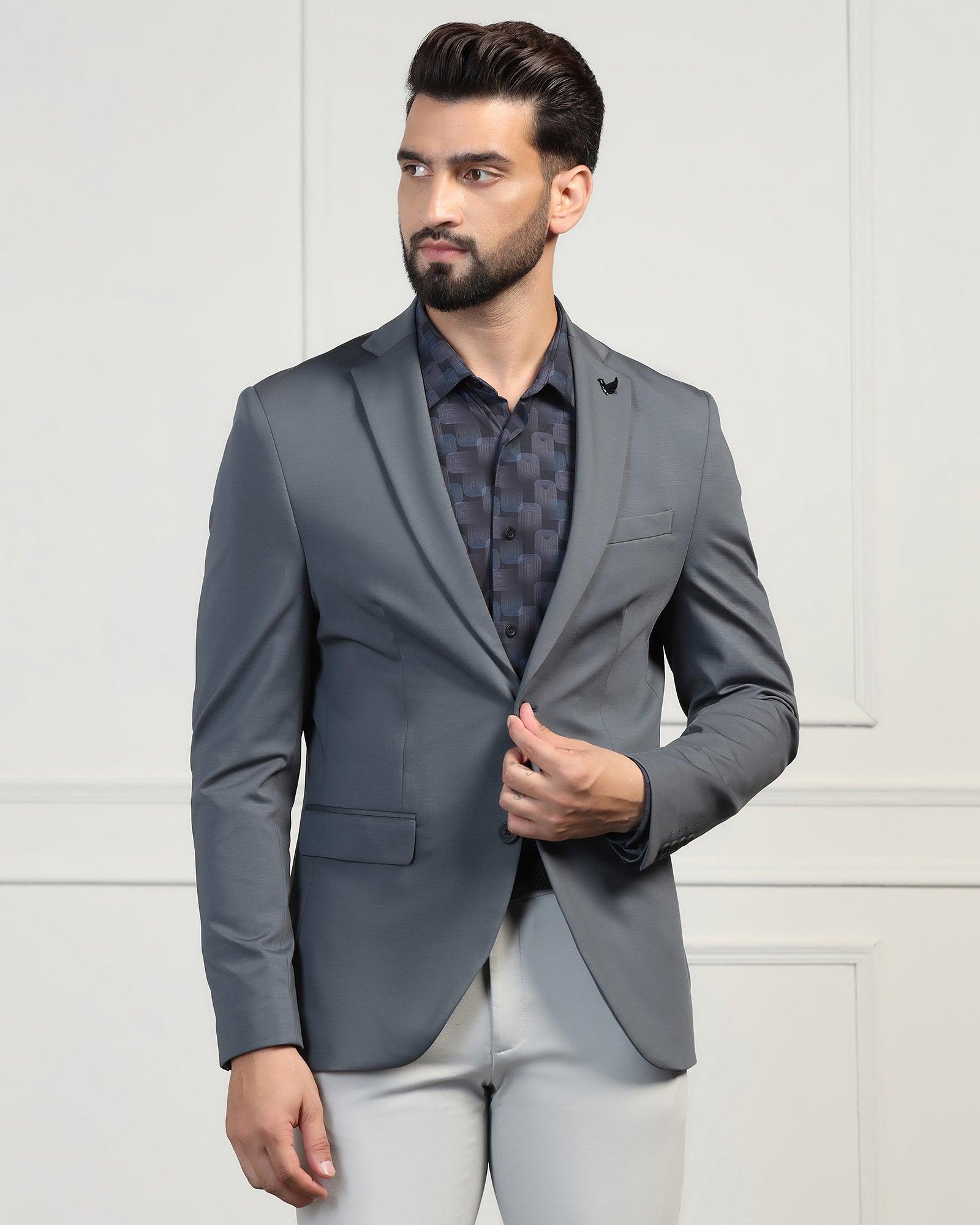 Tech Pro Formal Grey Solid Blazer - Mustang