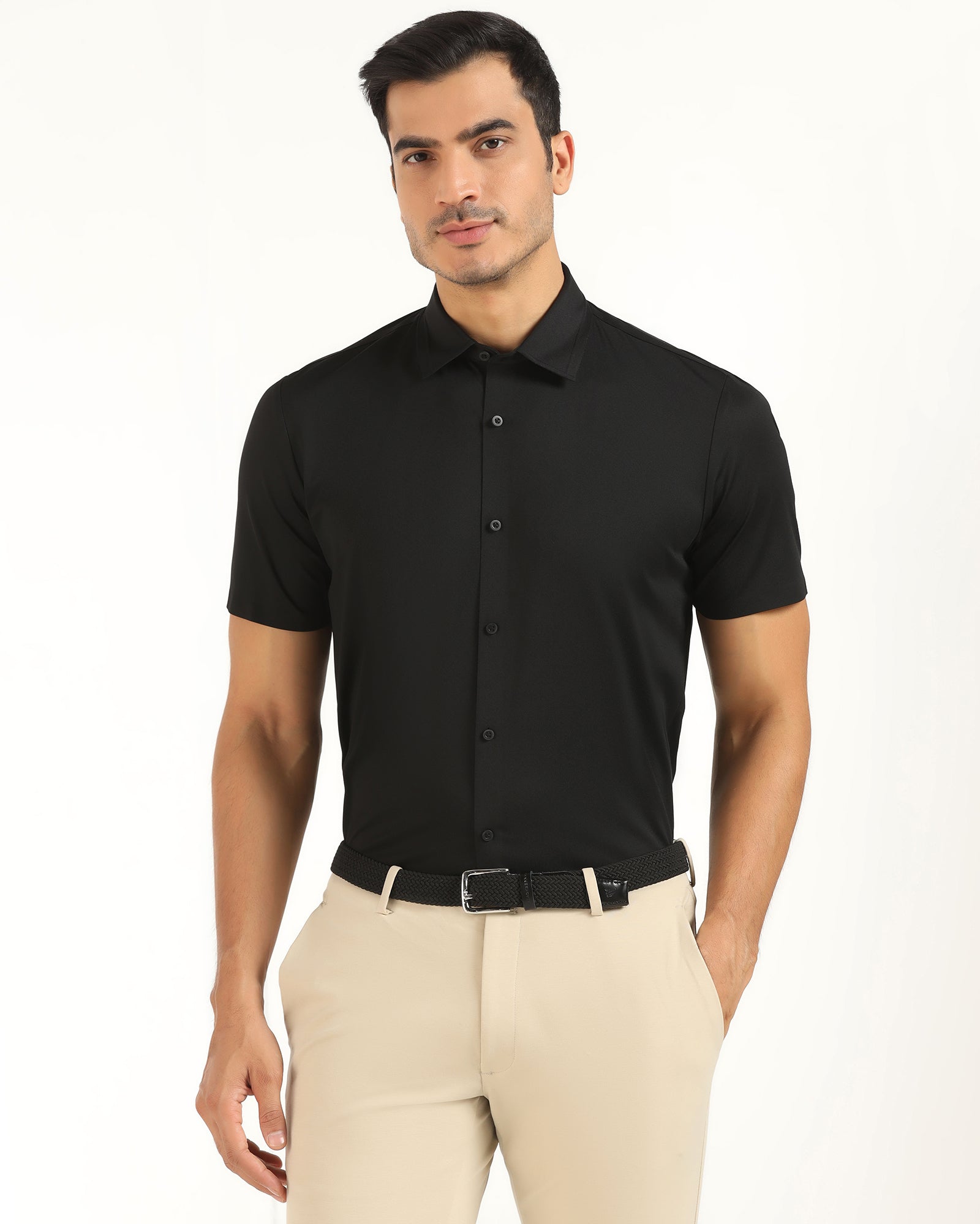 Buy Karabi TechPro Black Textured Shirt Online India