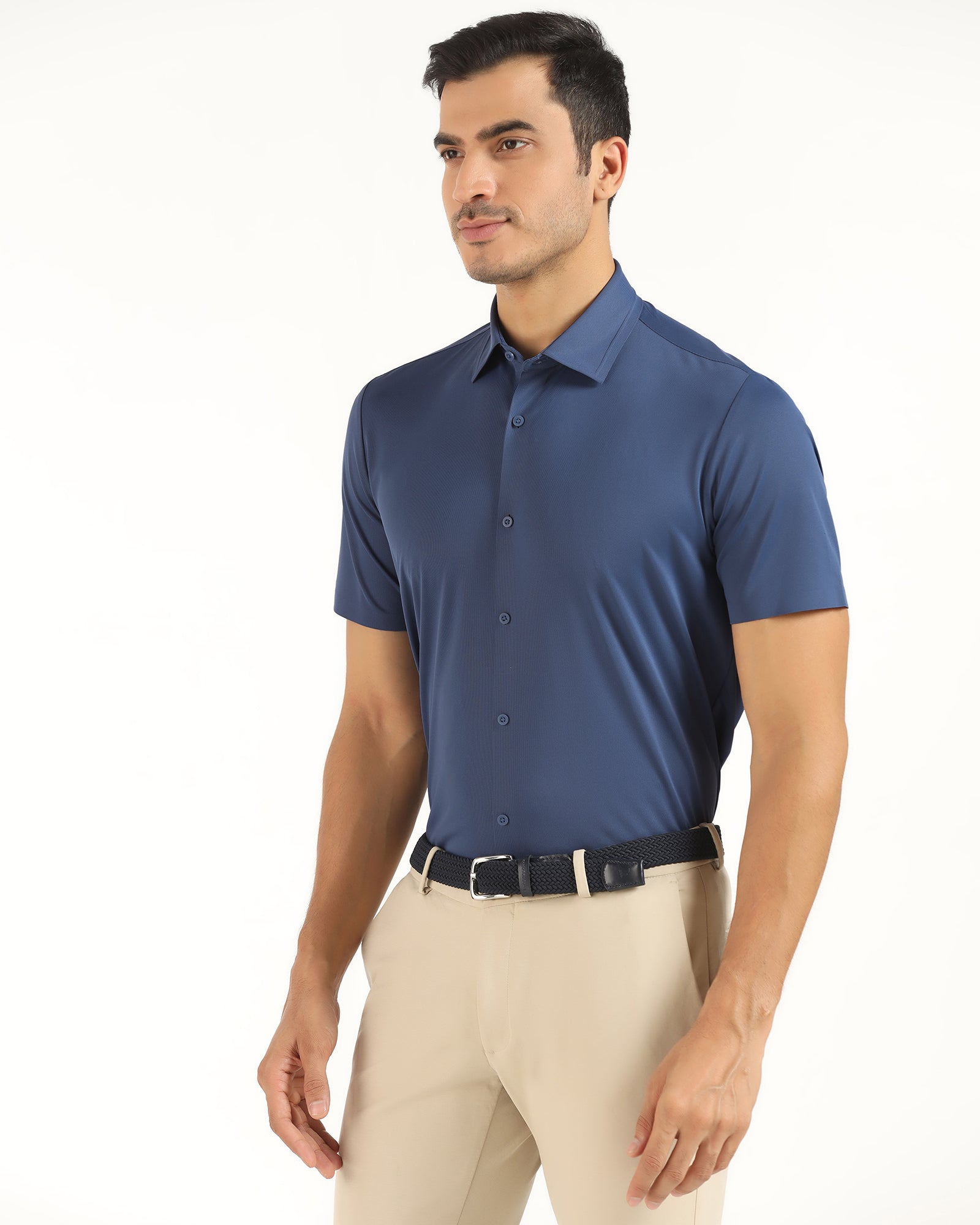 Buy Karabi TechPro Mid Blue Textured Shirt Online India