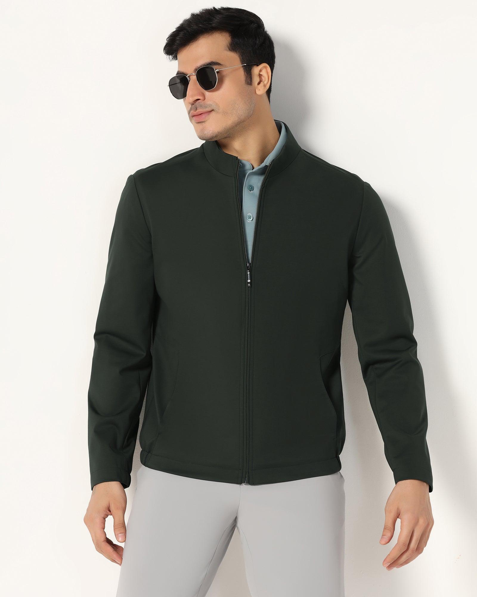 TechPro Green Solid Zipper Jackets - Ioniq
