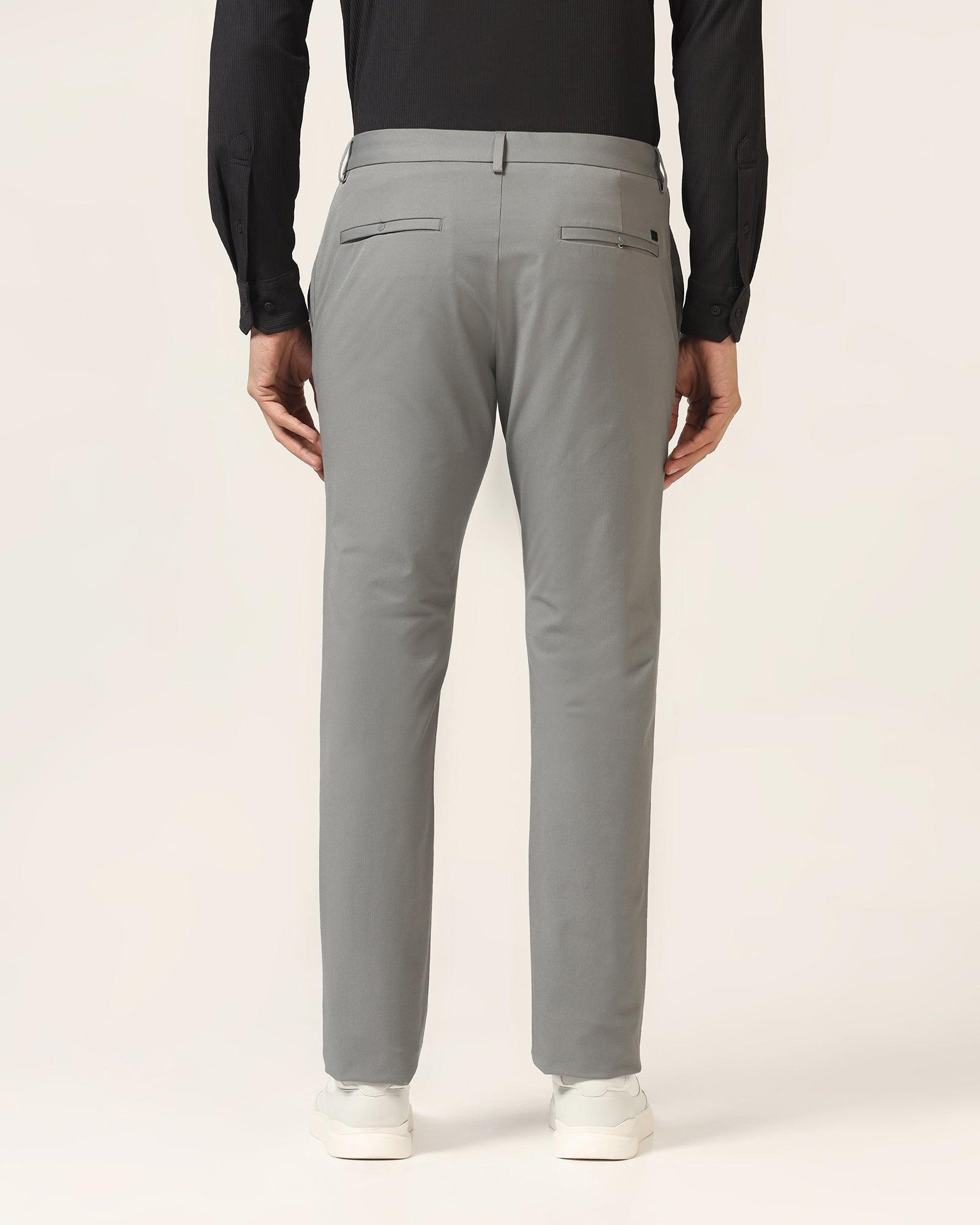 TechPro Slim Fit B-91 Casual Dark Grey Solid Khakis - Borros