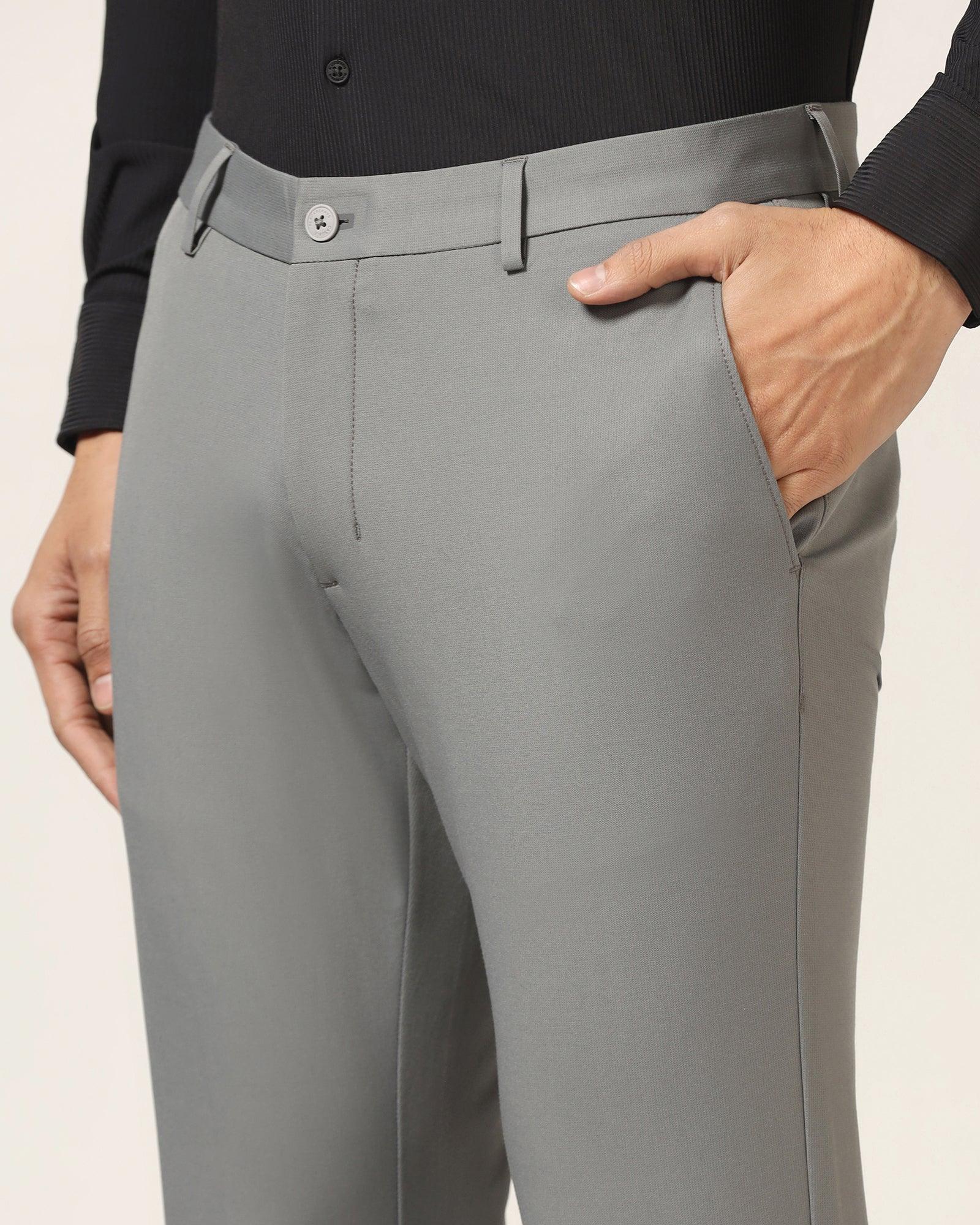 TechPro Slim Fit B-91 Casual Dark Grey Solid Khakis - Borros