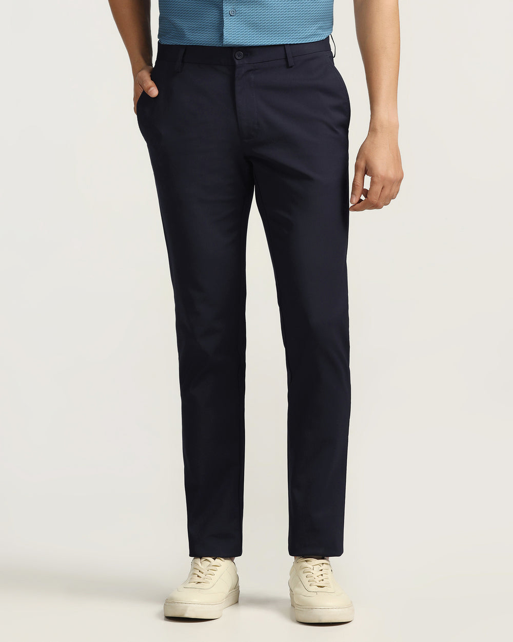 TechPro Slim Fit B-91 Casual Navy Solid Khakis - Sandy