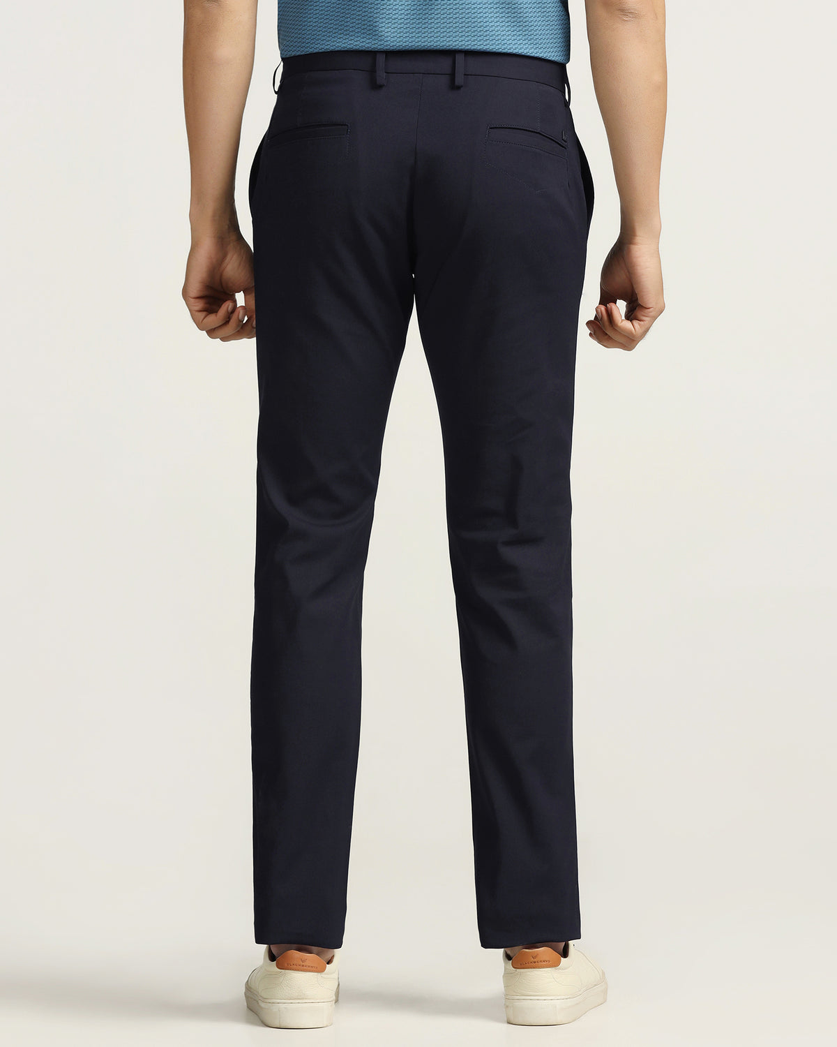 TechPro Slim Fit B-91 Casual Navy Solid Khakis - Sandy