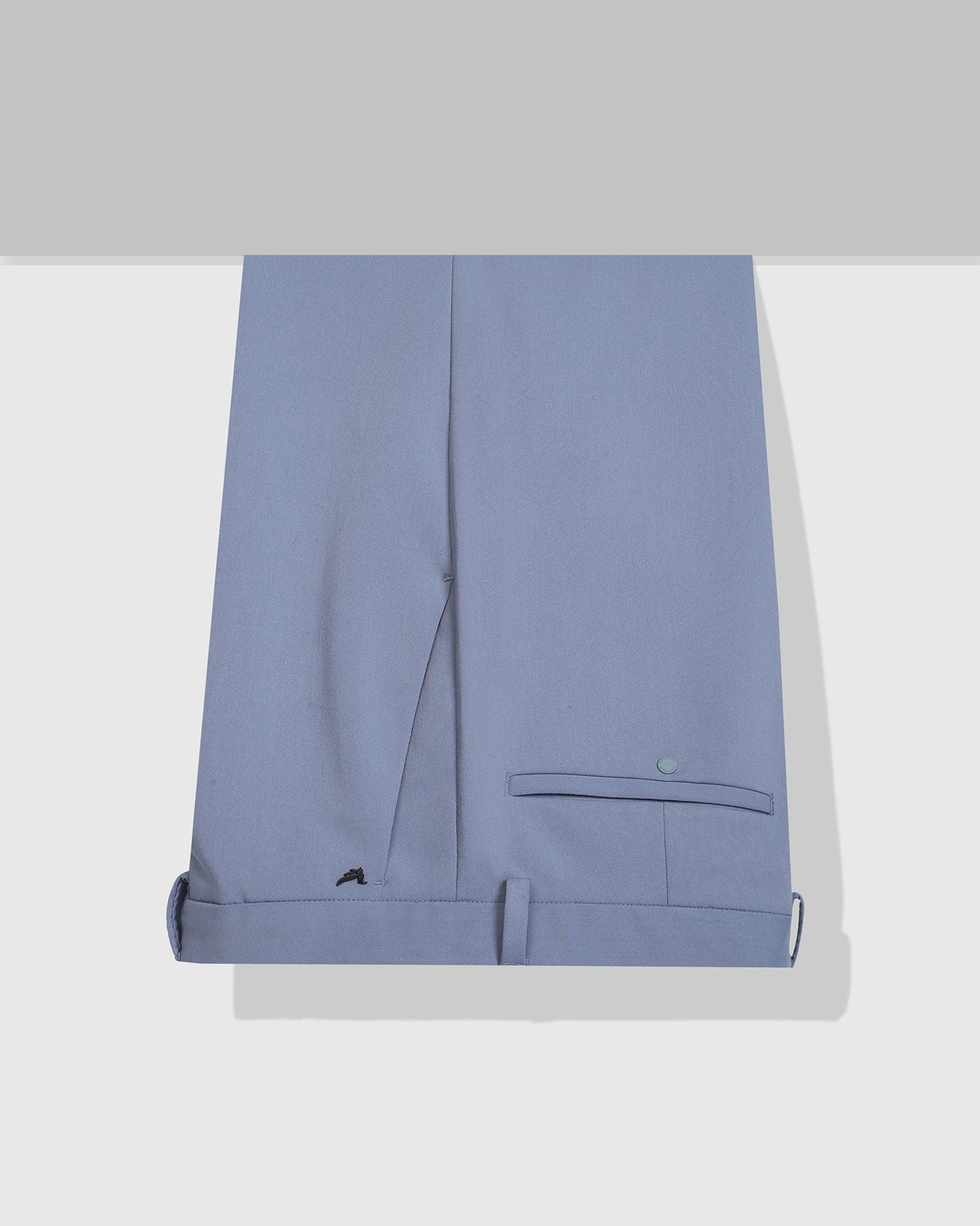 TechPro Slim Fit B-91 Formal Blue Solid Trouser - Ean - Blackberrys