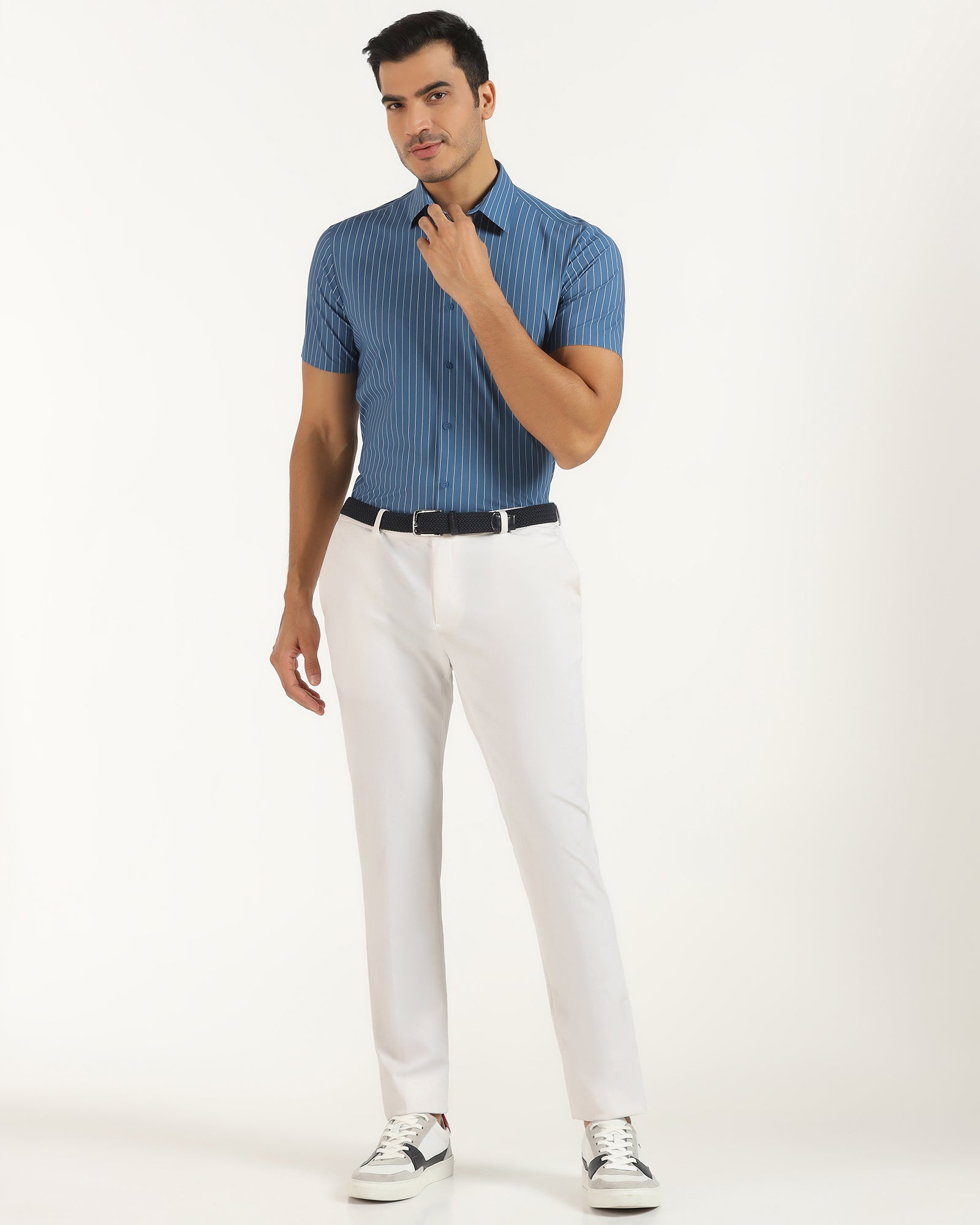 TechPro Slim Fit B-91 Formal White Solid Trouser - Explorer