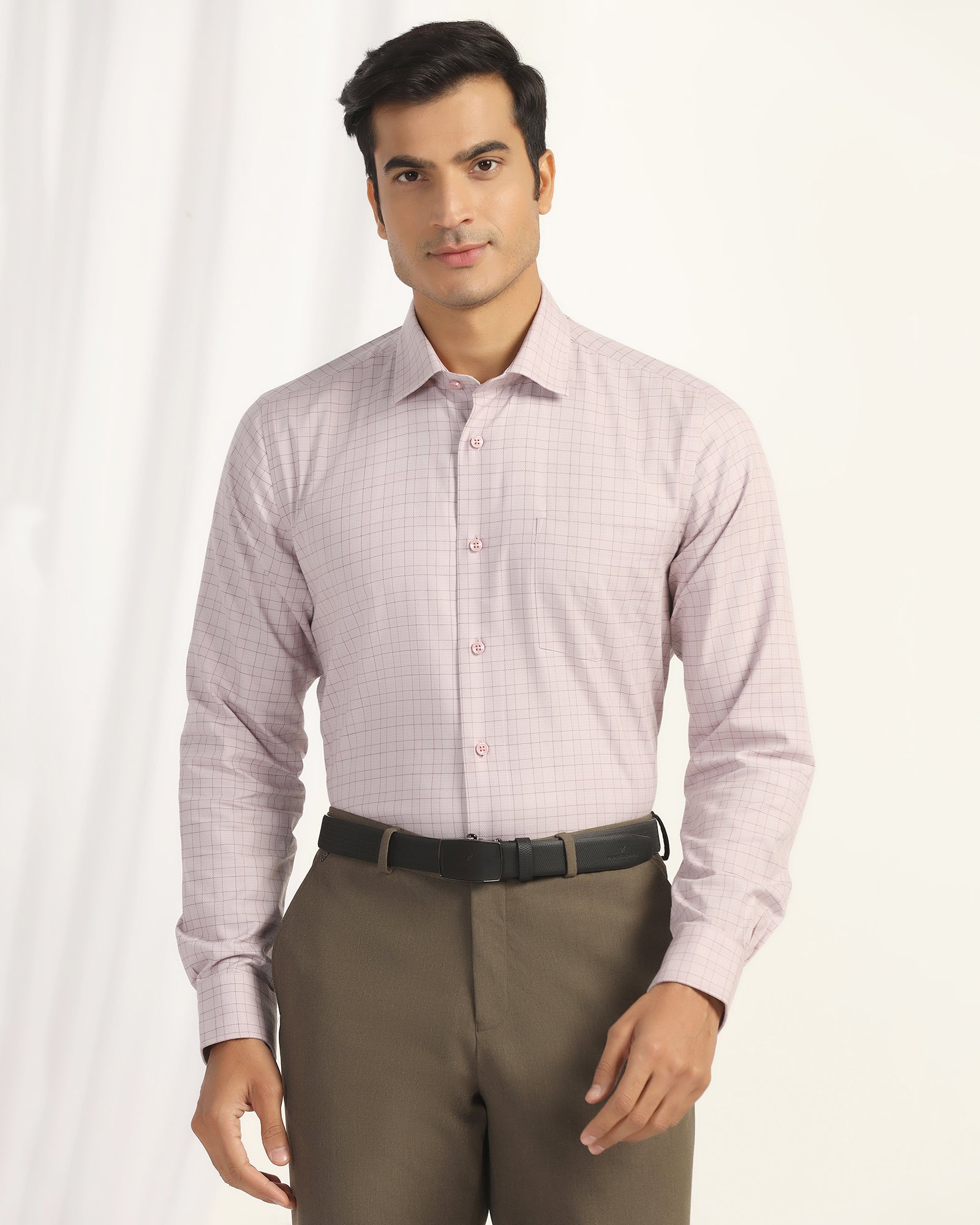 Buy Victor Temp Tech Dusty Pink Check Shirt Online India