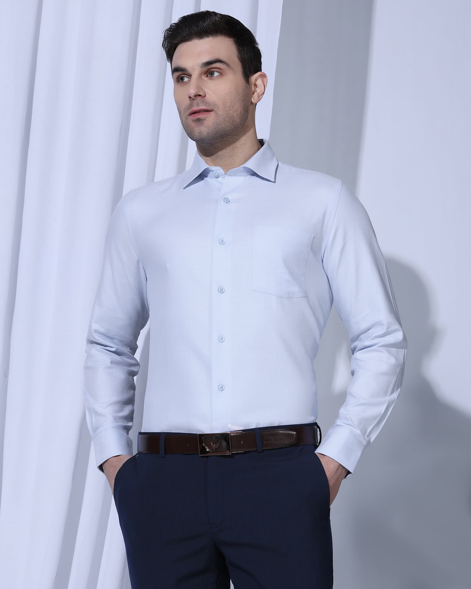 Buy Revolve Temp Tech Blue Textured Shirt Online India