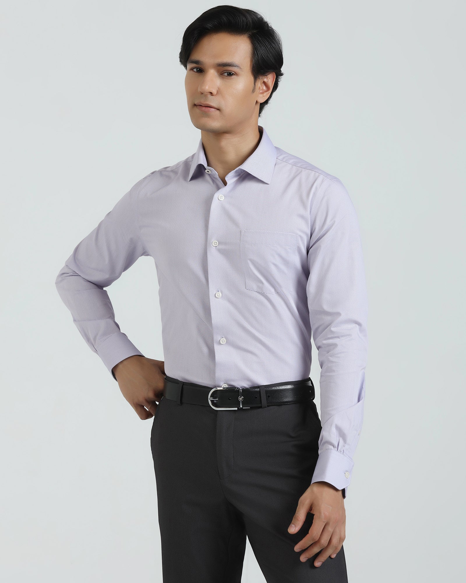 Buy Vogue Temp Tech Blue Textured Shirt Online India