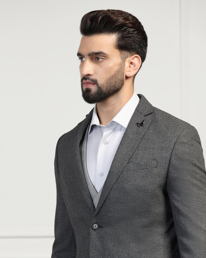 Three Piece Black Textured Formal Suits - Helm