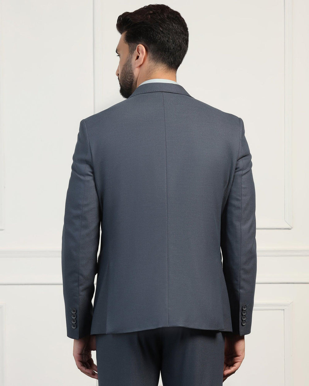 Three Piece Blue Textured Formal Suits - Donnie