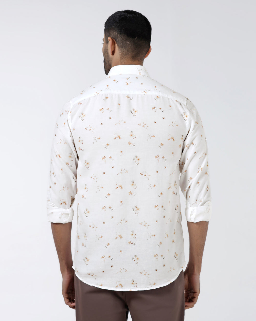 White Linen Printed Shirt - Arigo