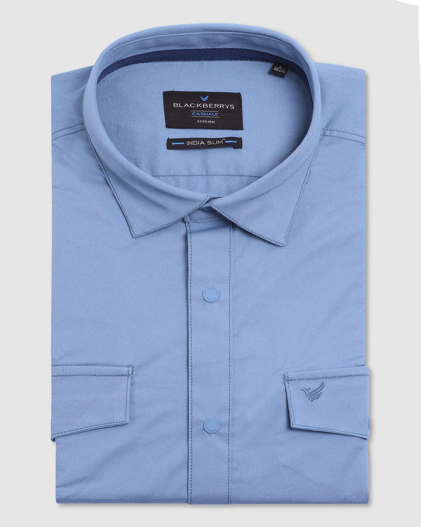 Casual Light Blue Solid Shirt - Beckham