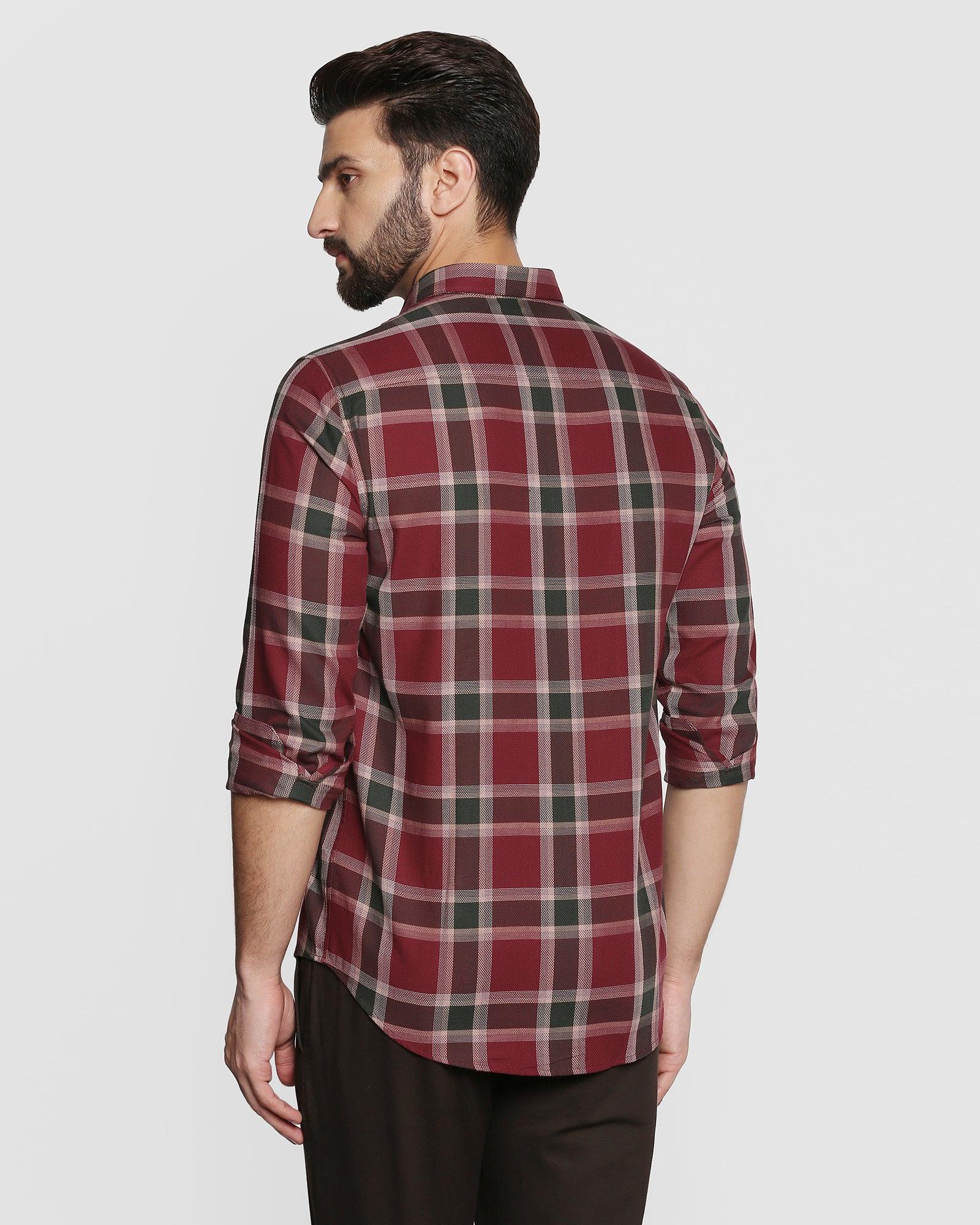 Casual Maroon Check Shirt - Yamato