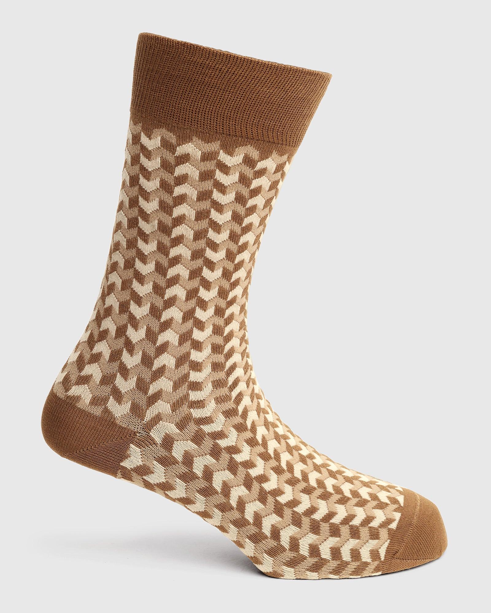 Buy Cotton Beige Textured Socks from Snap Collection