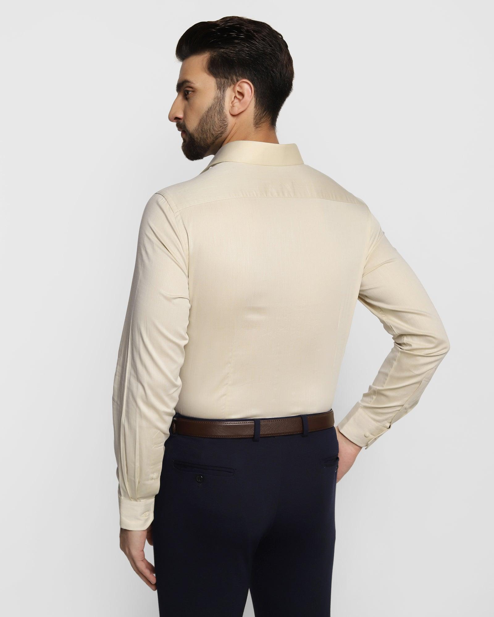 Formal Beige Solid Shirt - Otto