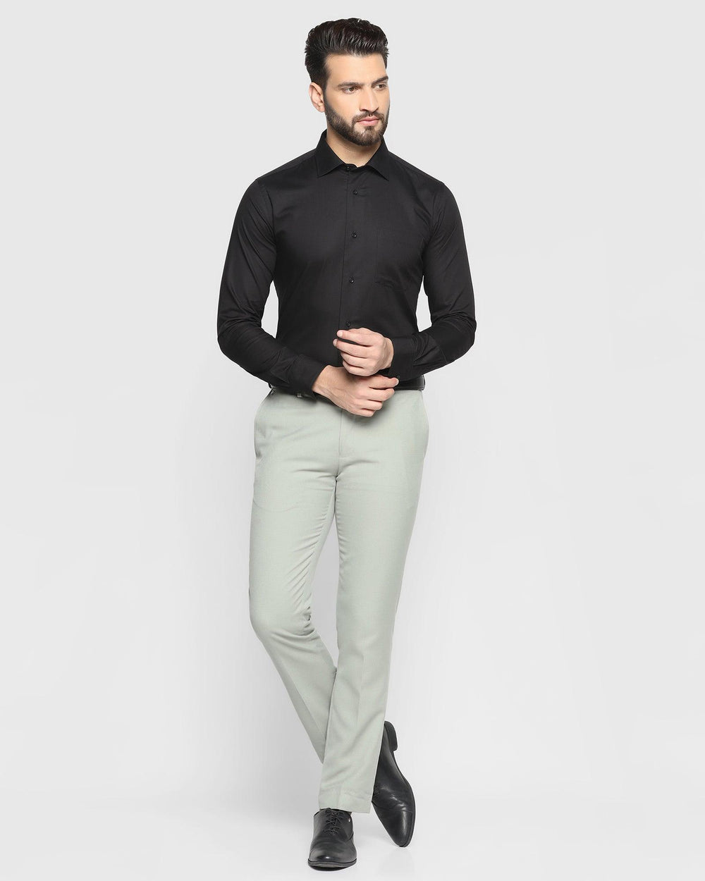 Buy Formal Black Solid Shirt With Pocket at Blackberrys