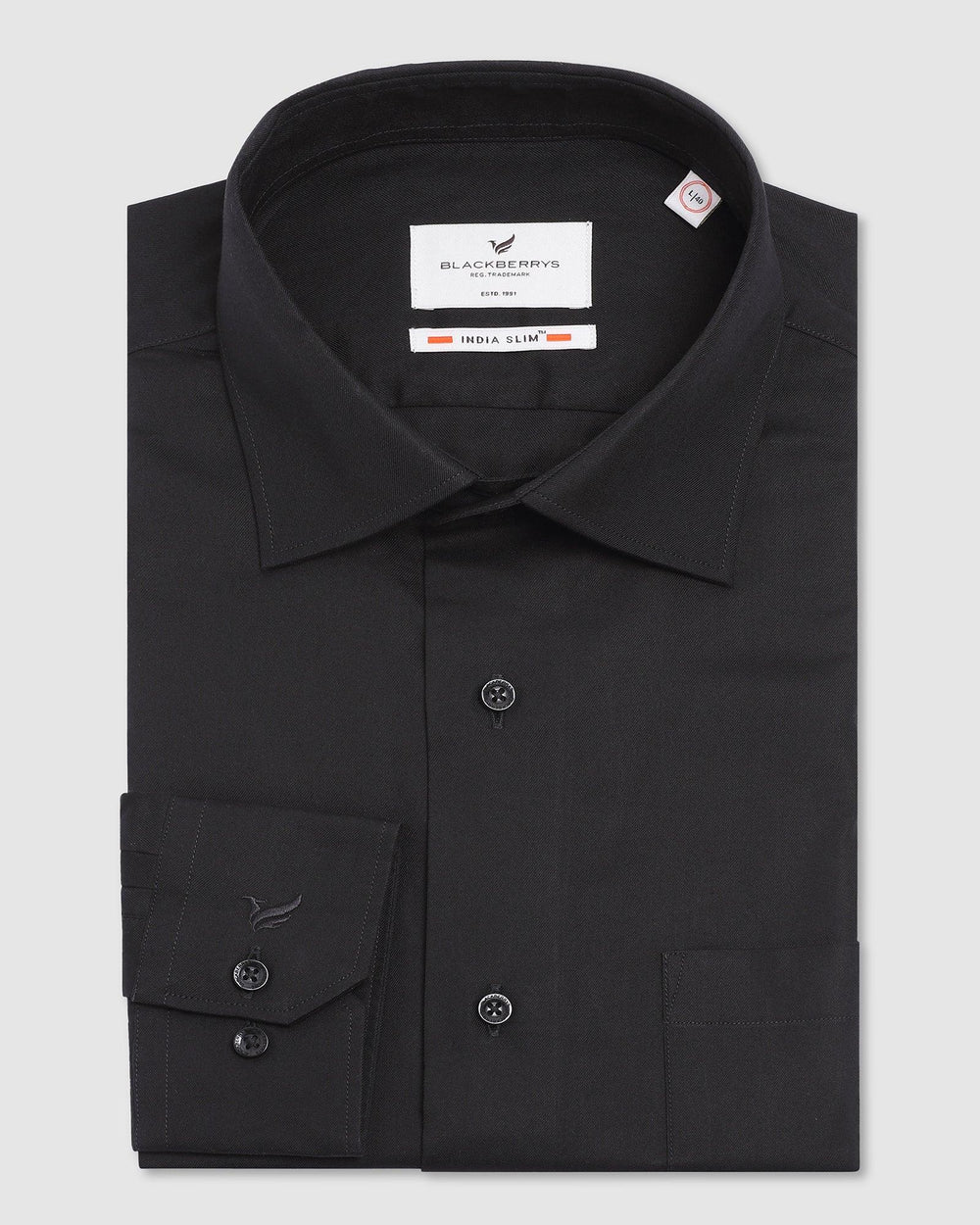 Buy Formal Black Solid Shirt With Pocket at Blackberrys