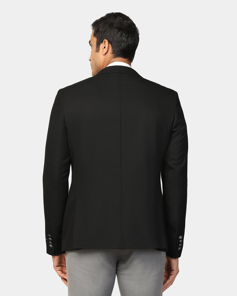 Buy Formal Black Textured Blazer from Quaint Collection