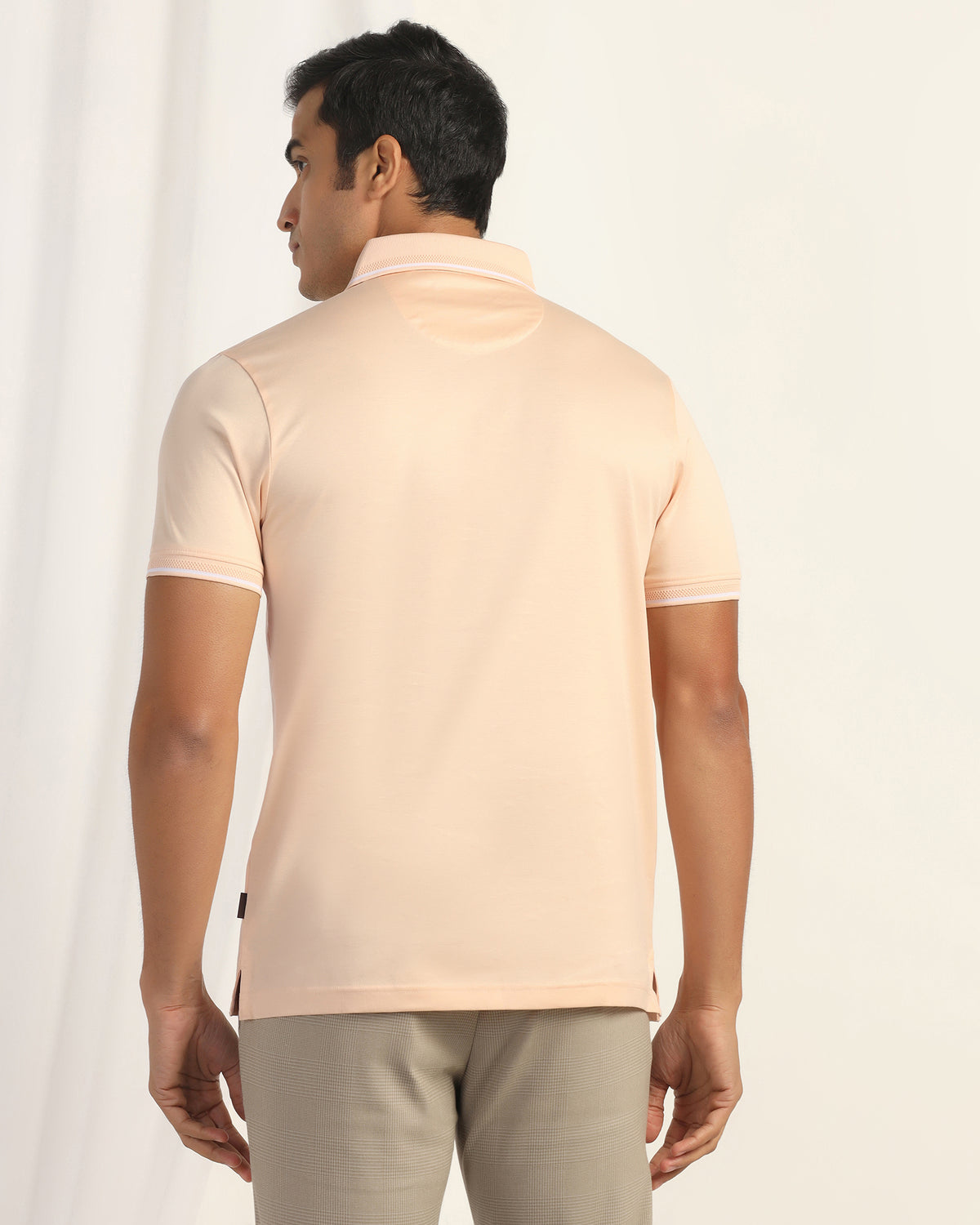 Buy Orion Peach Solid Polo T-Shirt With Pocket Online