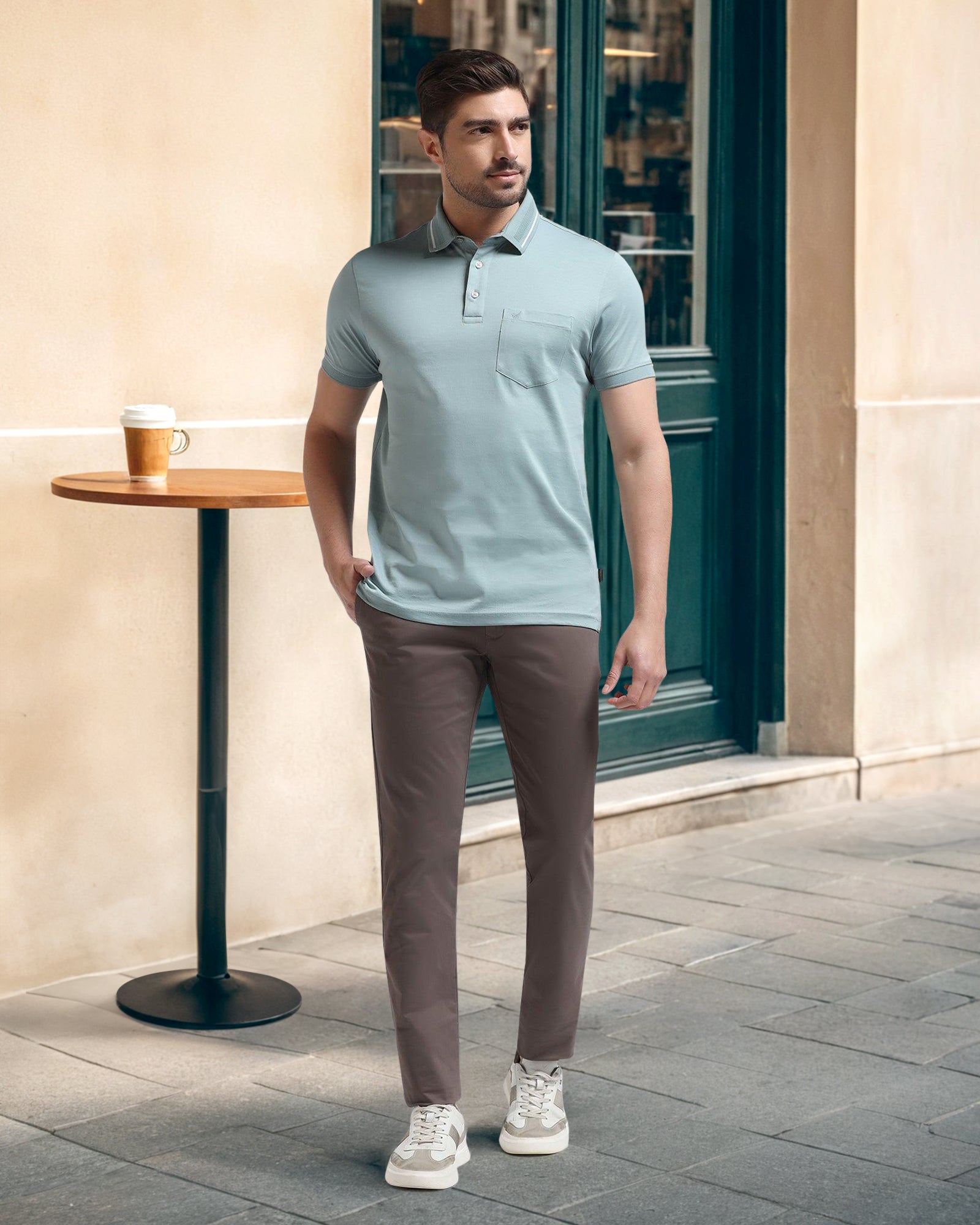 Slim Fit B-91 Casual Mouse Solid Khaki - Cultron