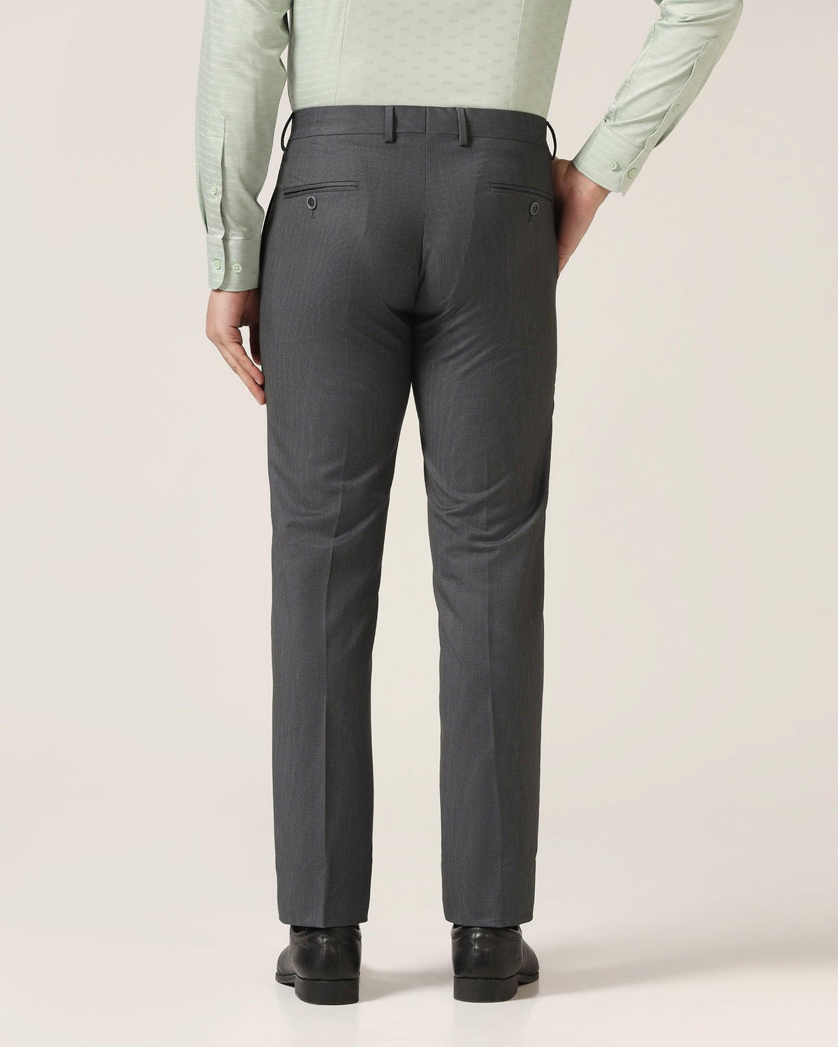 Buy Slim Fit B-91 Formal Dark Grey Textured Trouser Online