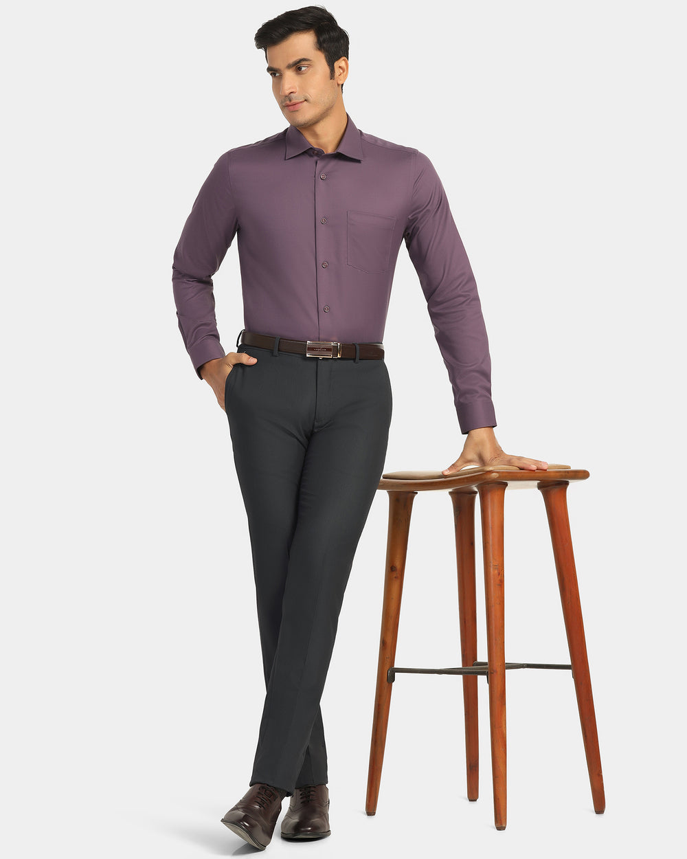 Slim Fit B-91 Formal Dark Grey Textured Trouser - Fendi