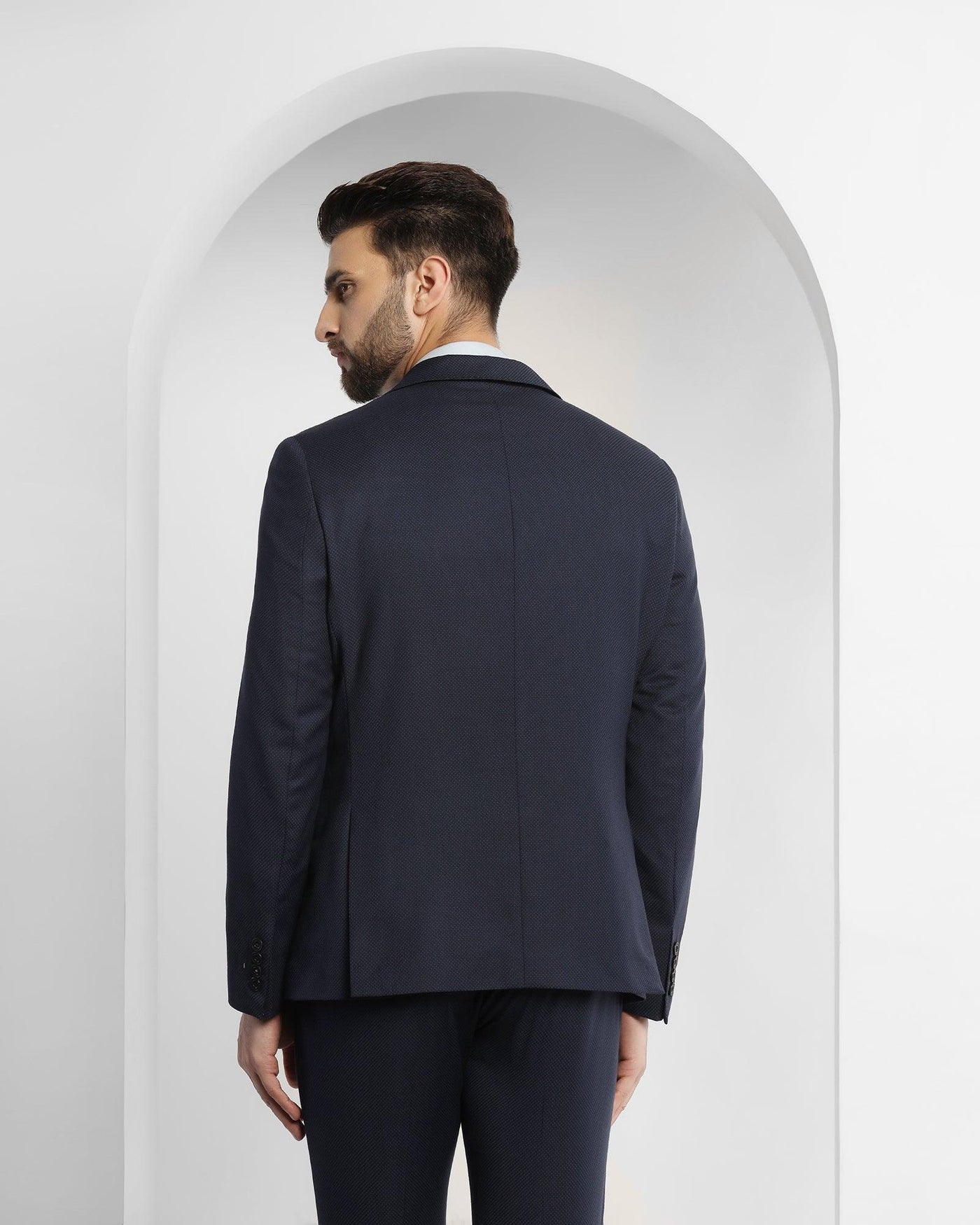 Buy Luxe Three Piece Royal Blue Textured Formal Suit