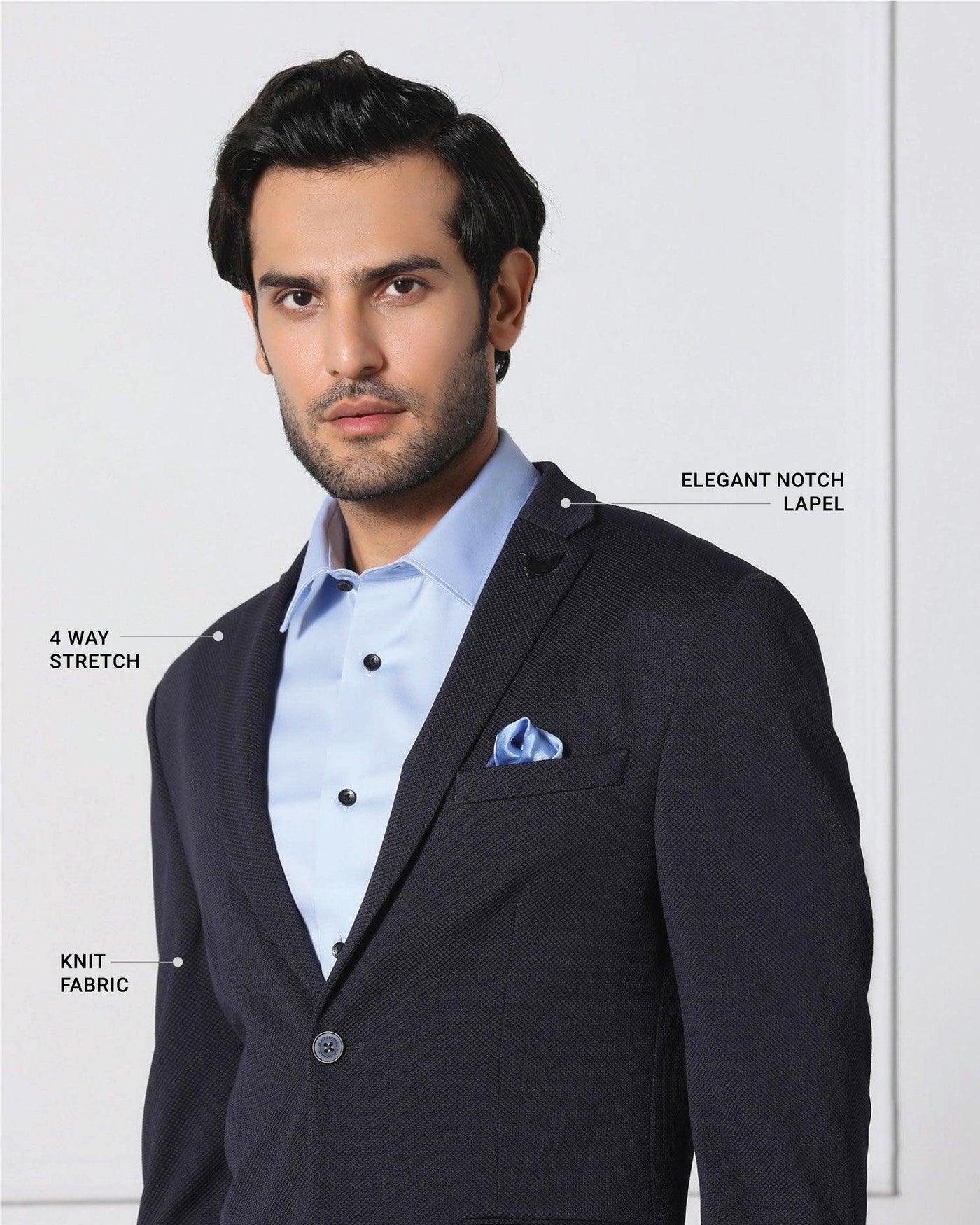 Buy Must Haves Formal Navy Textured Blazer Online