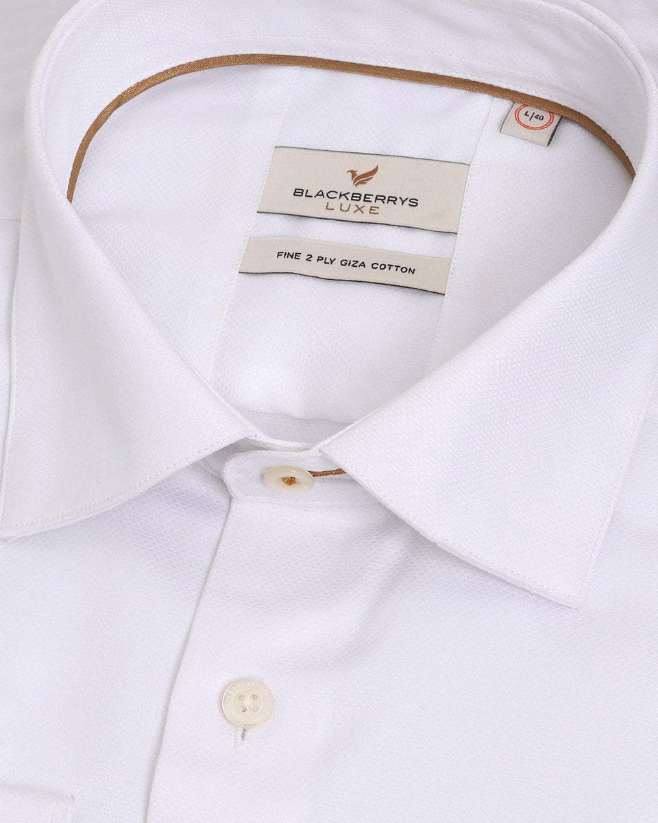 Luxe Formal White Textured Shirt - Sky