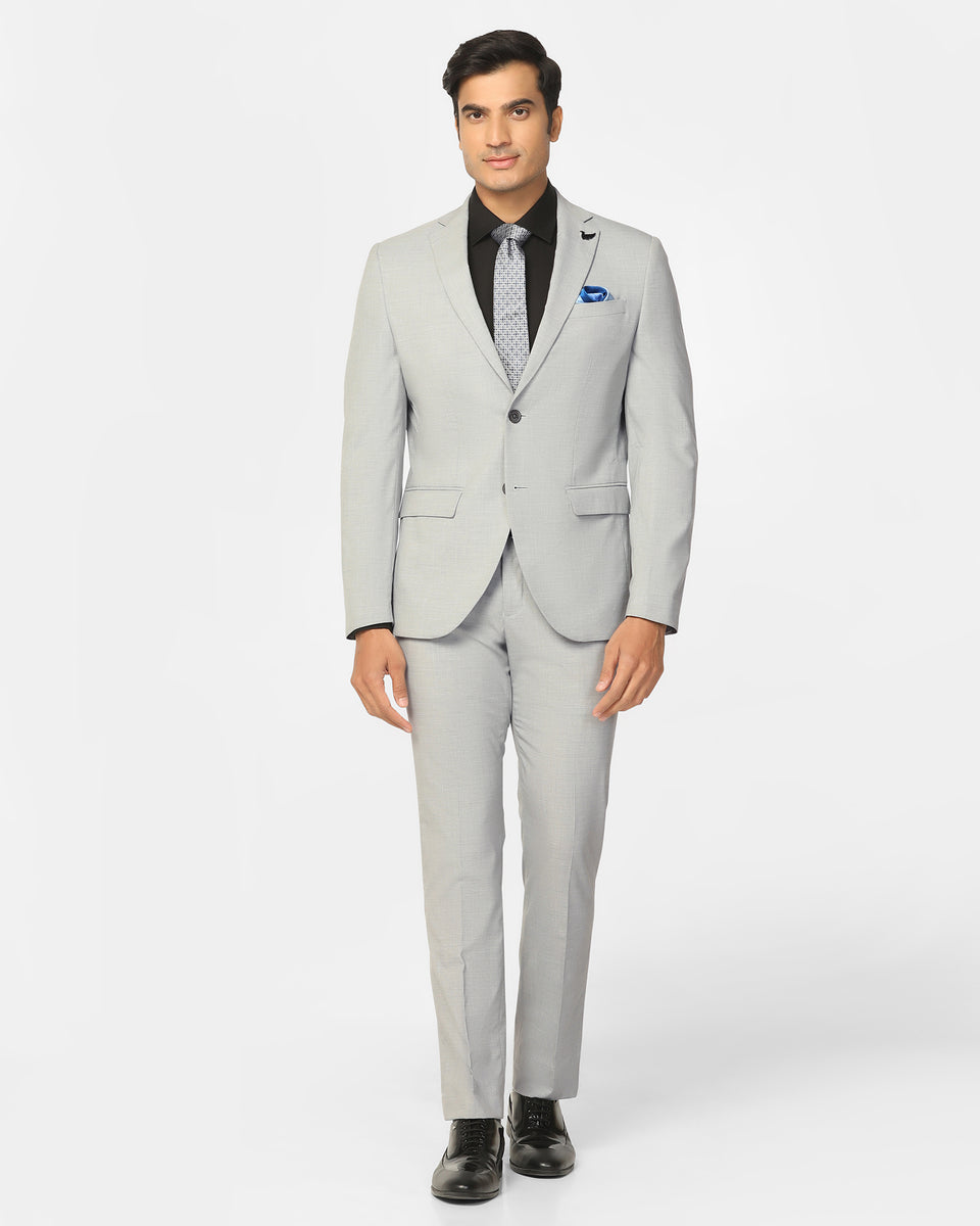 Two Piece Light Grey Textured Formal Suit - Dave
