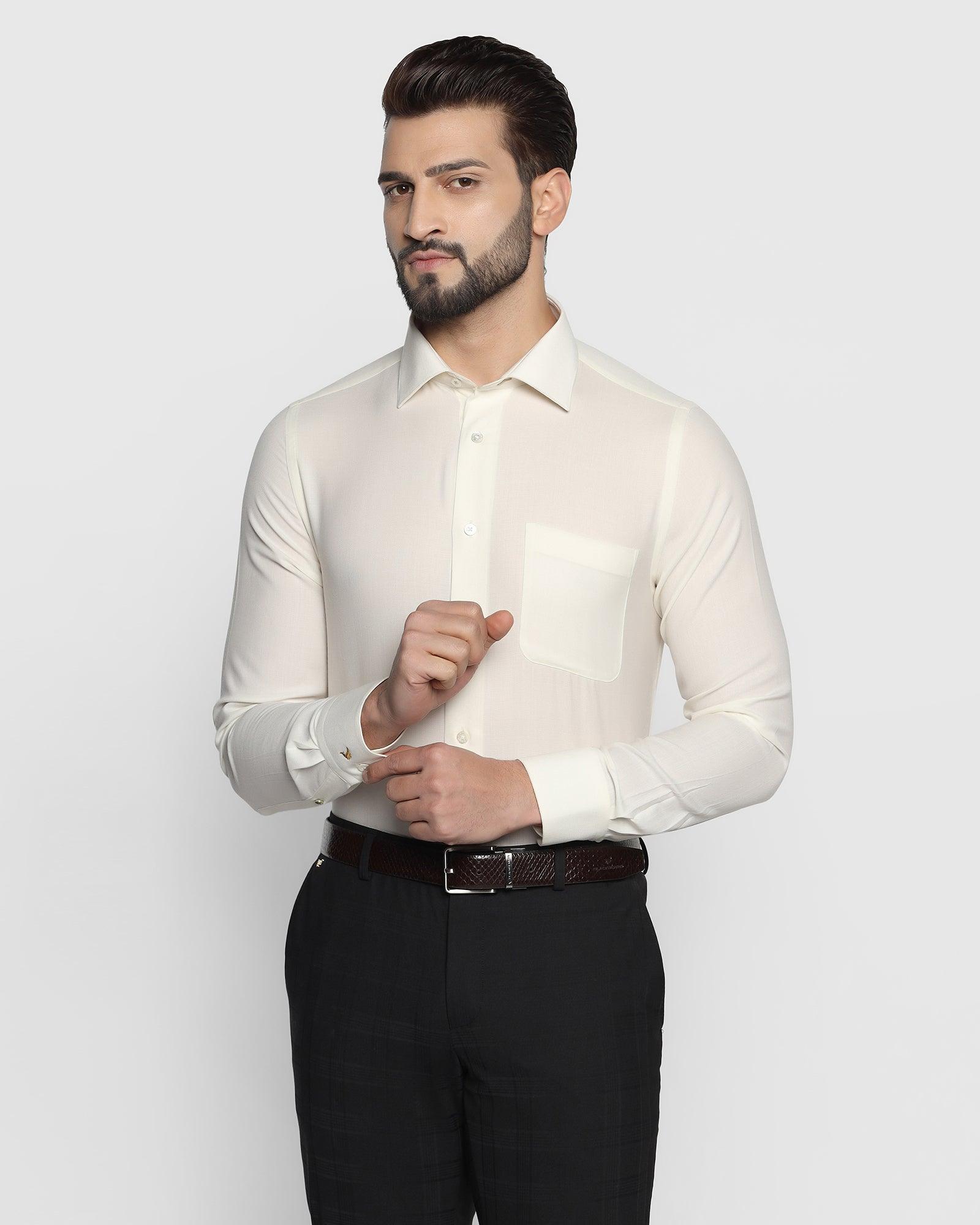 Buy Luxe Formal Cream Solid Shirt Online